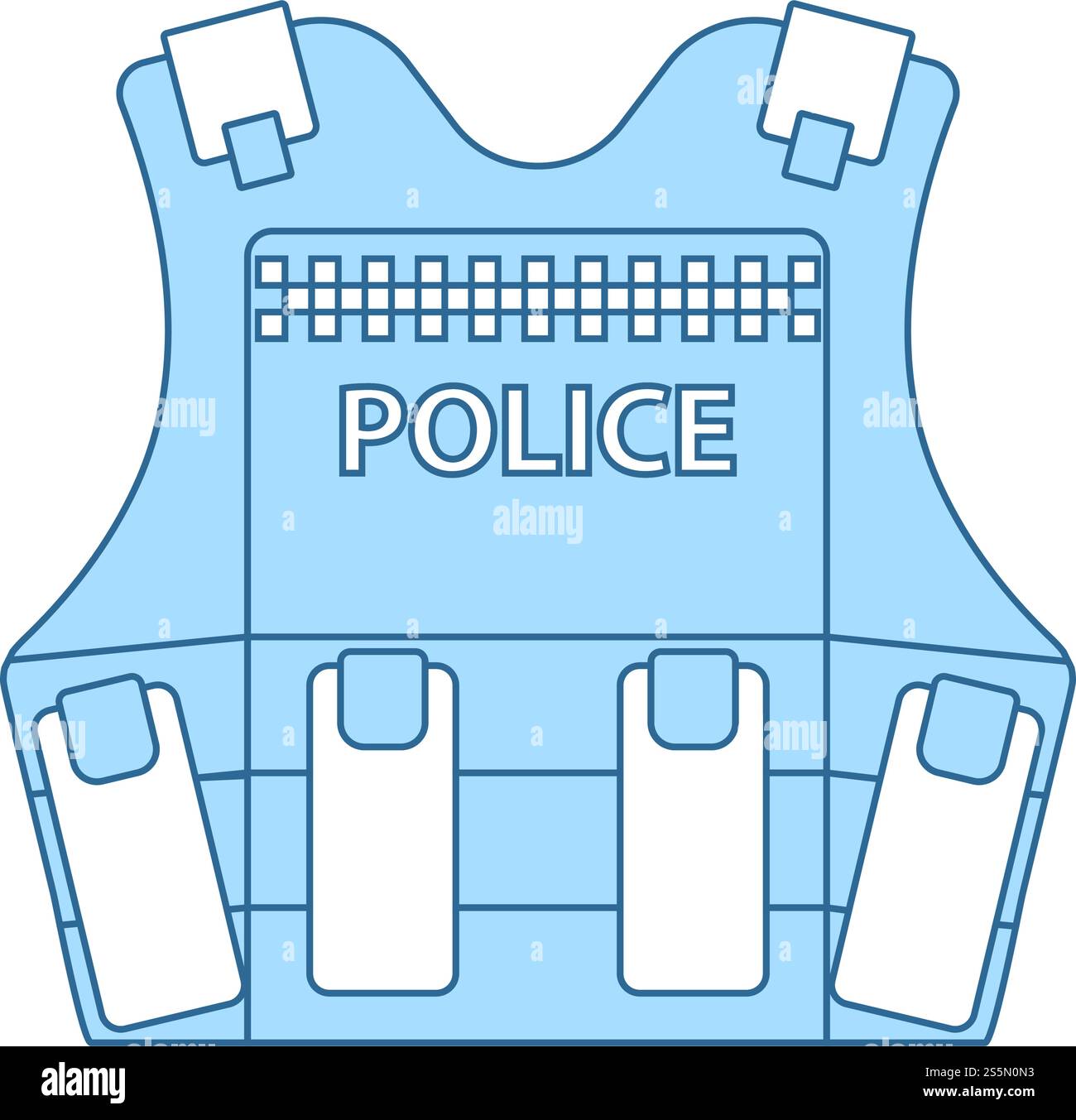 Police Vest Icon. Thin Line With Blue Fill Design. Vector Illustration ...