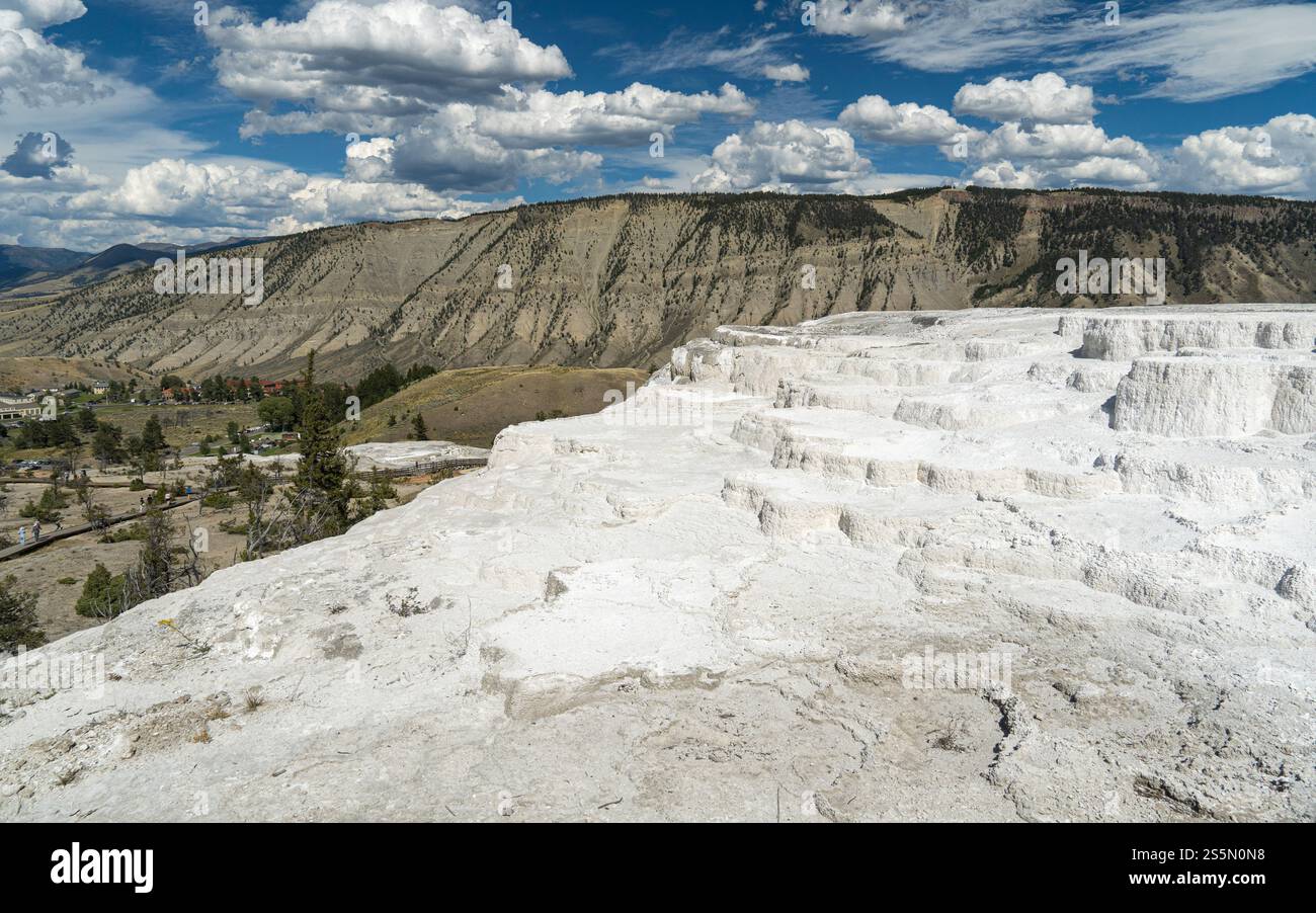 Travertine rocks from the Main Terrace overlook in the Mammoth Hot ...