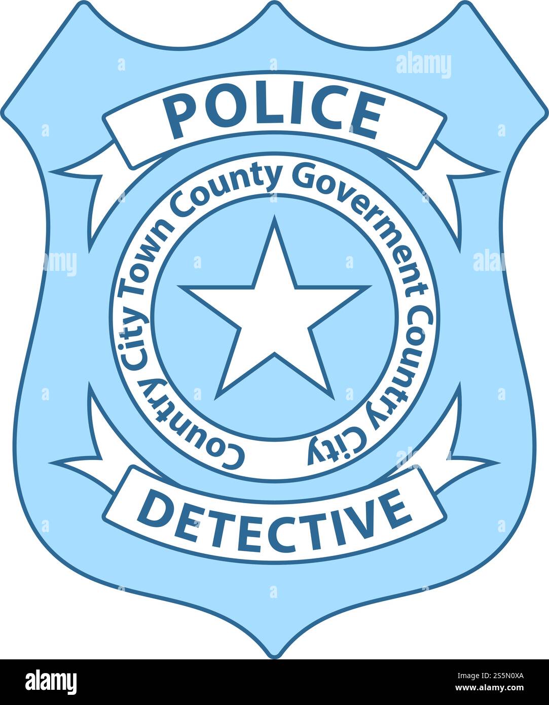Police Badge Icon. Thin Line With Blue Fill Design. Vector Illustration ...