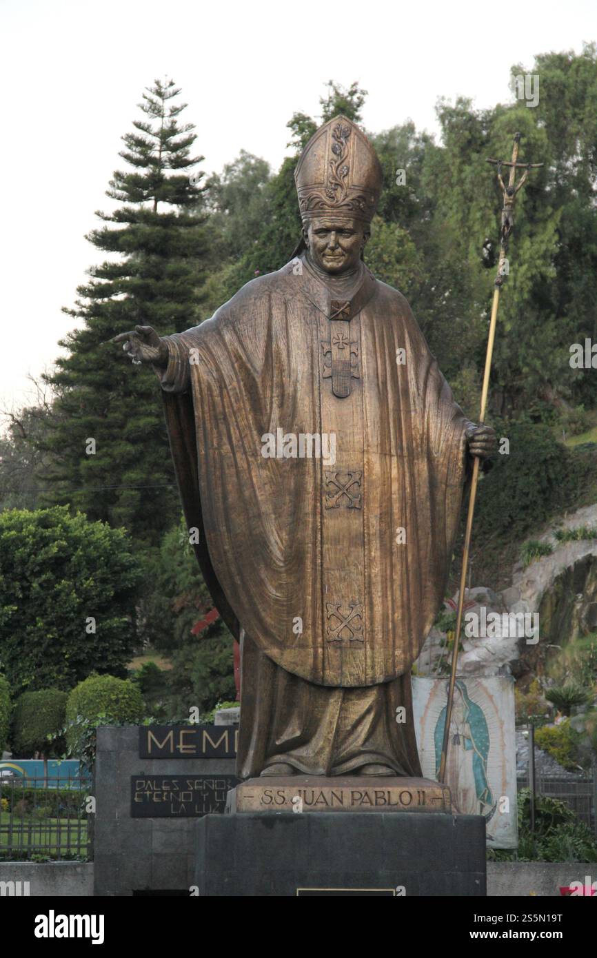Mexico City, Mexico - Nov 26 2024: Bronze sculpture of Pope John Paul ...