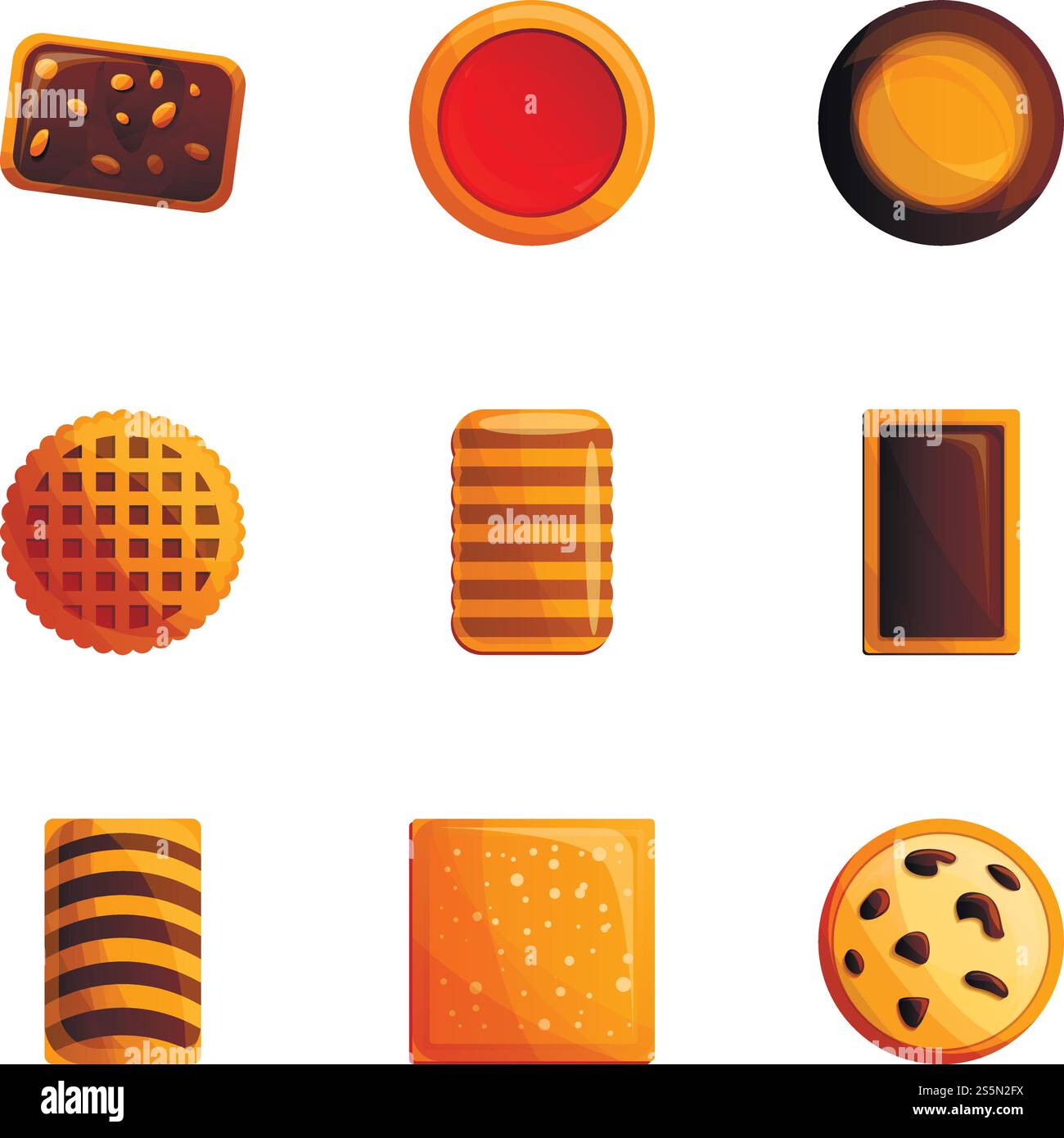 Tasty cookie icon set. Cartoon set of 9 tasty cookie vector icons for ...