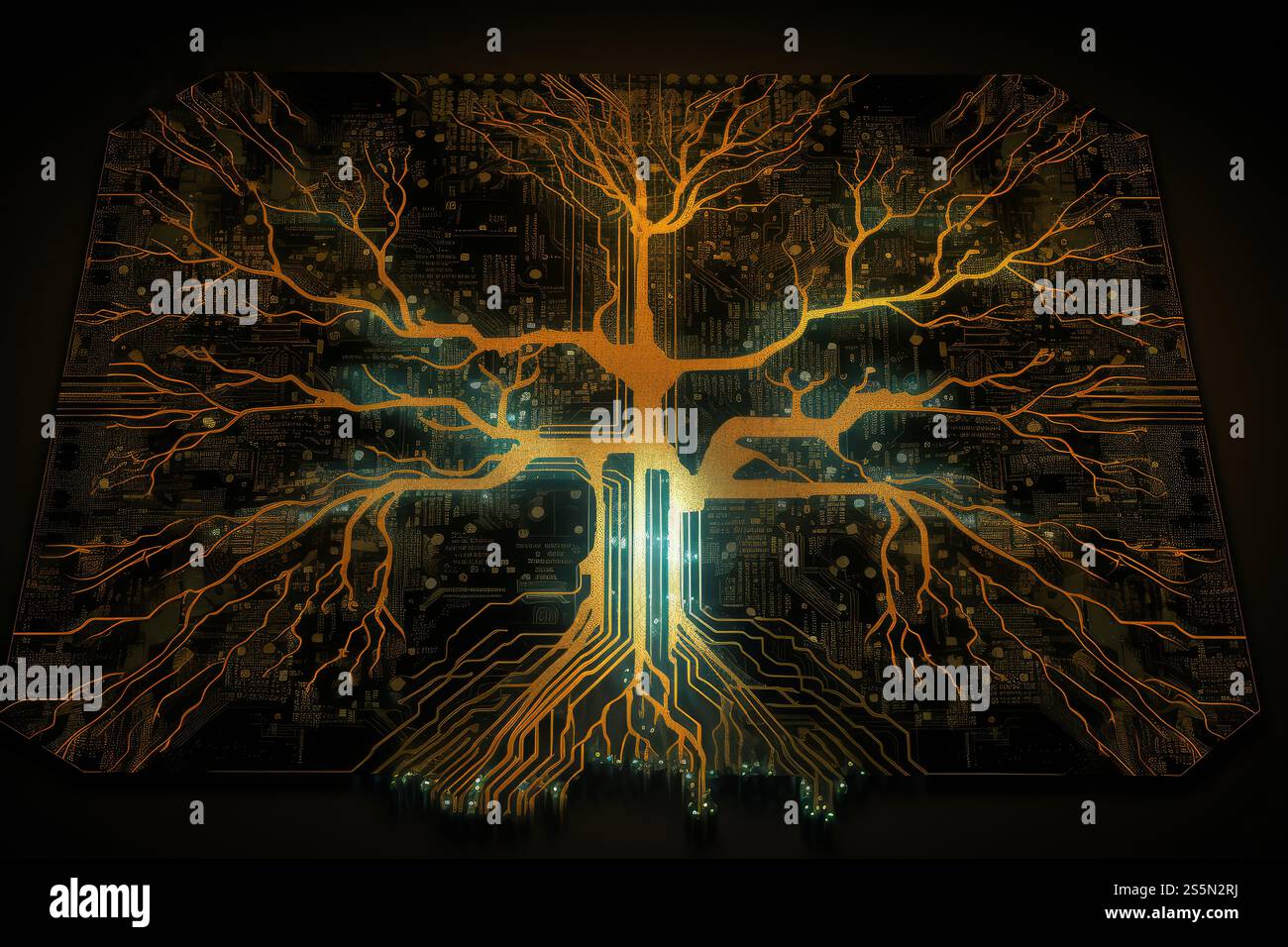 Digital circuit tree. Computer science. Generate Ai Stock Photo - Alamy