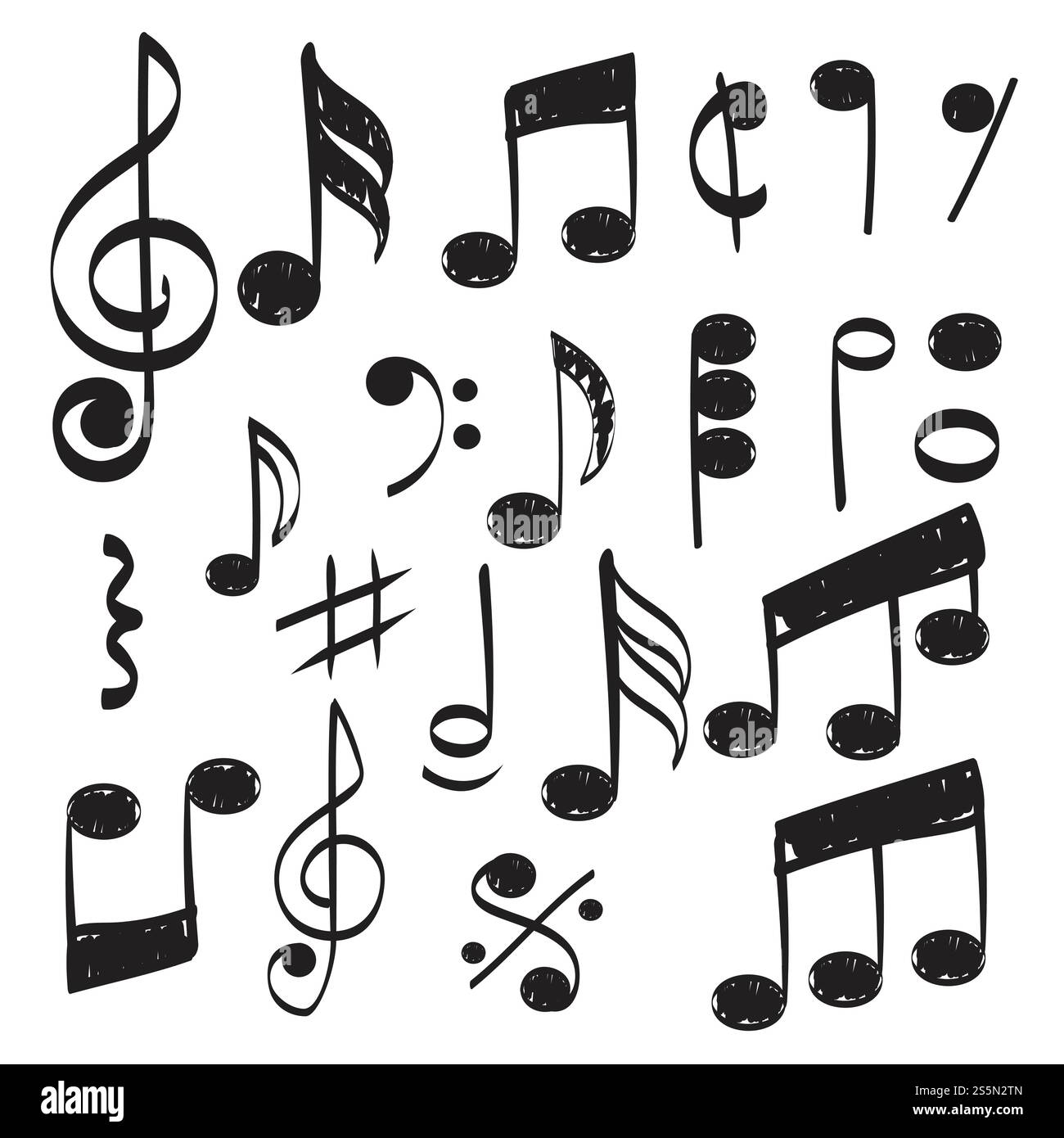 Music note. Doodles sketch musical vector hand drawn pictures isolated ...