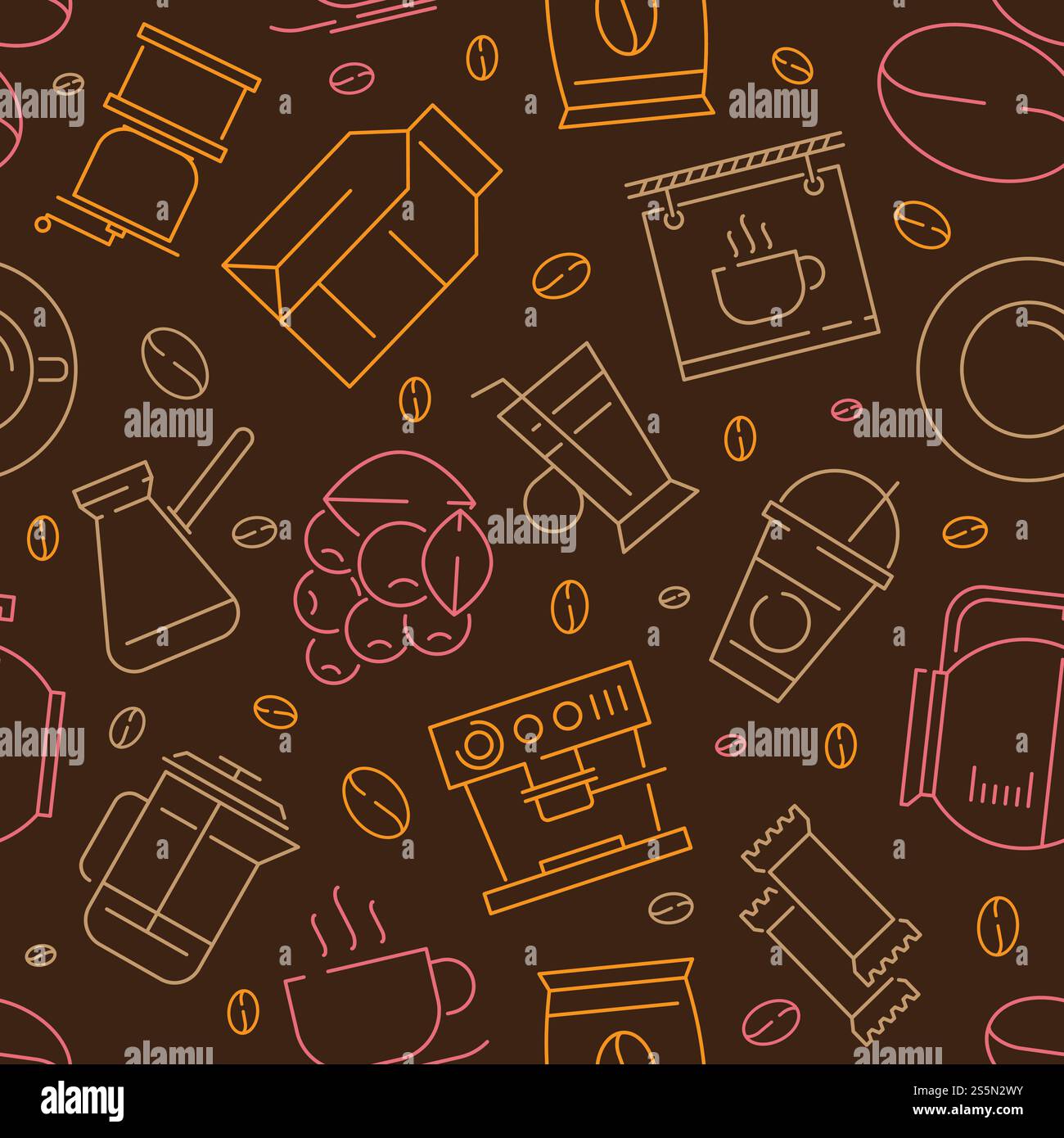 Coffee seamless pattern. Caffeine separator dark grains hot drinks ...