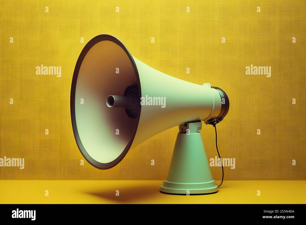 hand loudspeaker design, loud-hailer or speaking trumpet, yellow press ...