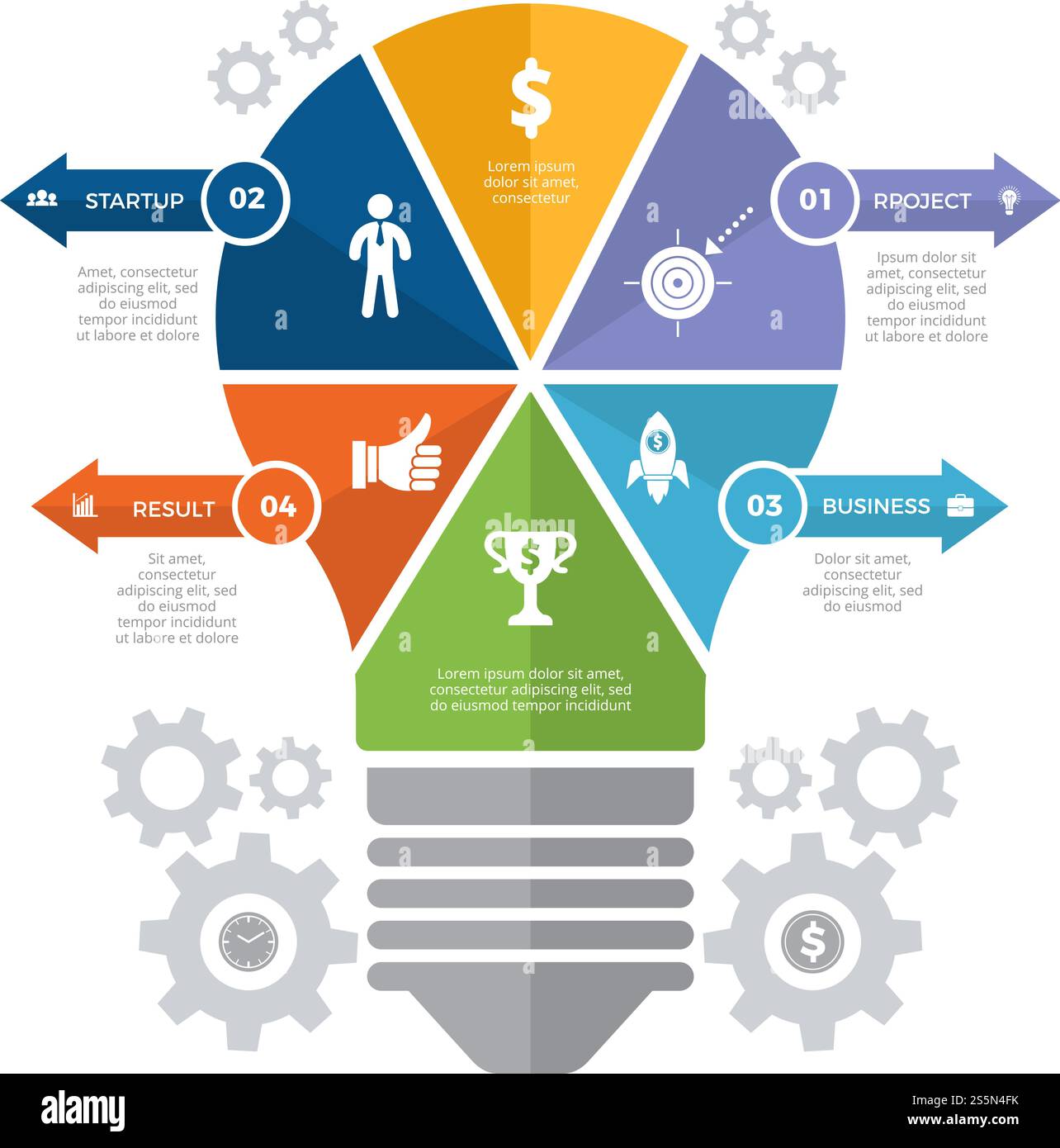 Light bulb infographic. Business design template with silhouette of ...