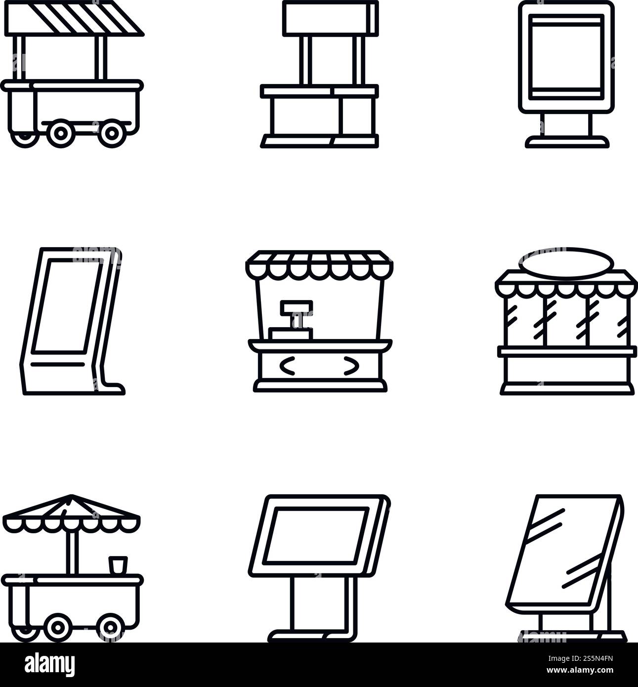 City street shop icon set. Outline set of 9 city street shop vector ...