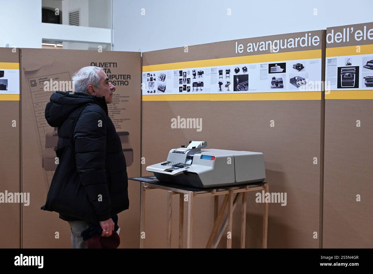 Milan, . 14th Jan, 2025. Milan, Italy Olivetti. Men, projects and ...