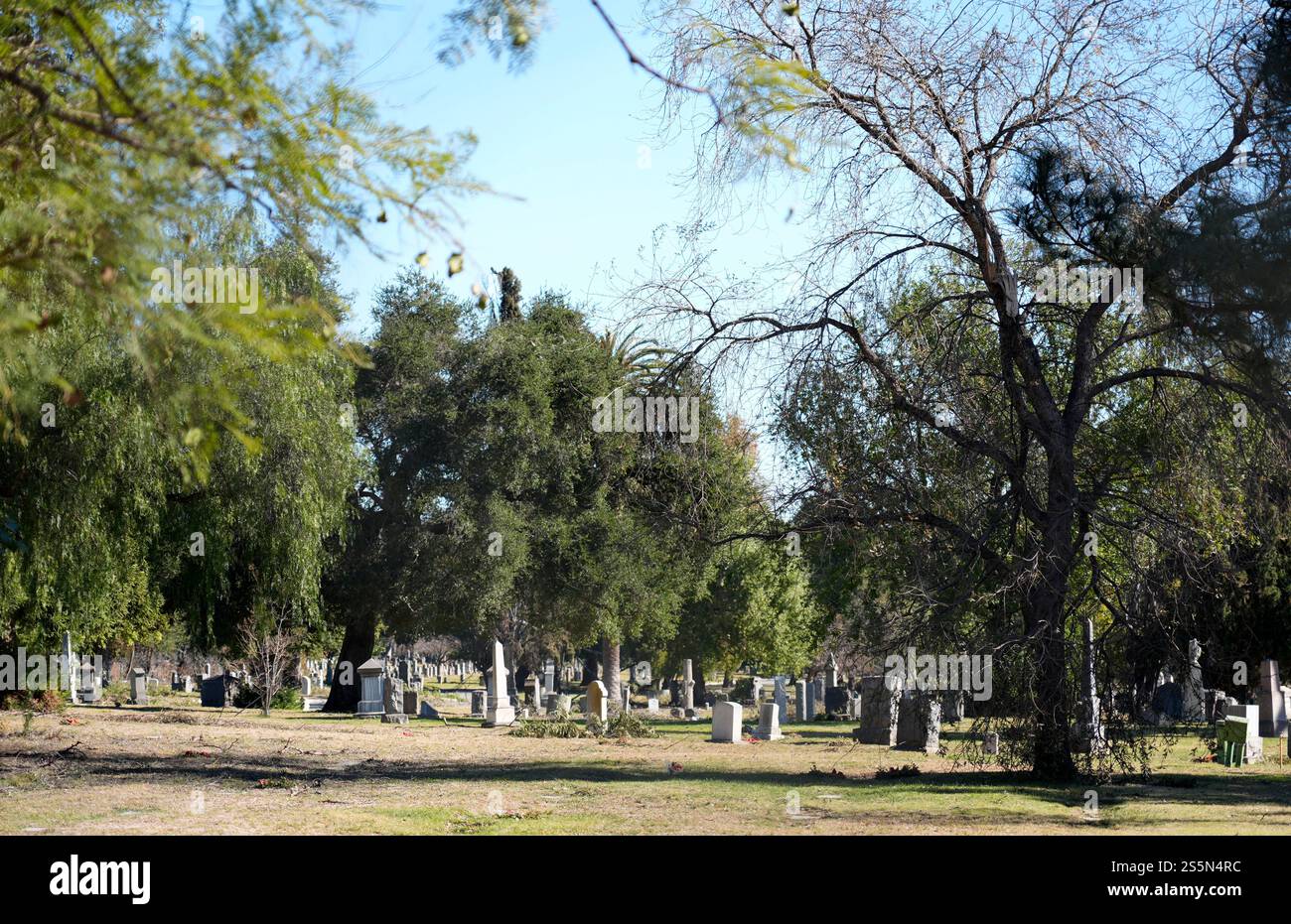 Grave stones at the closed Mountain View Cemetery are pictured through ...