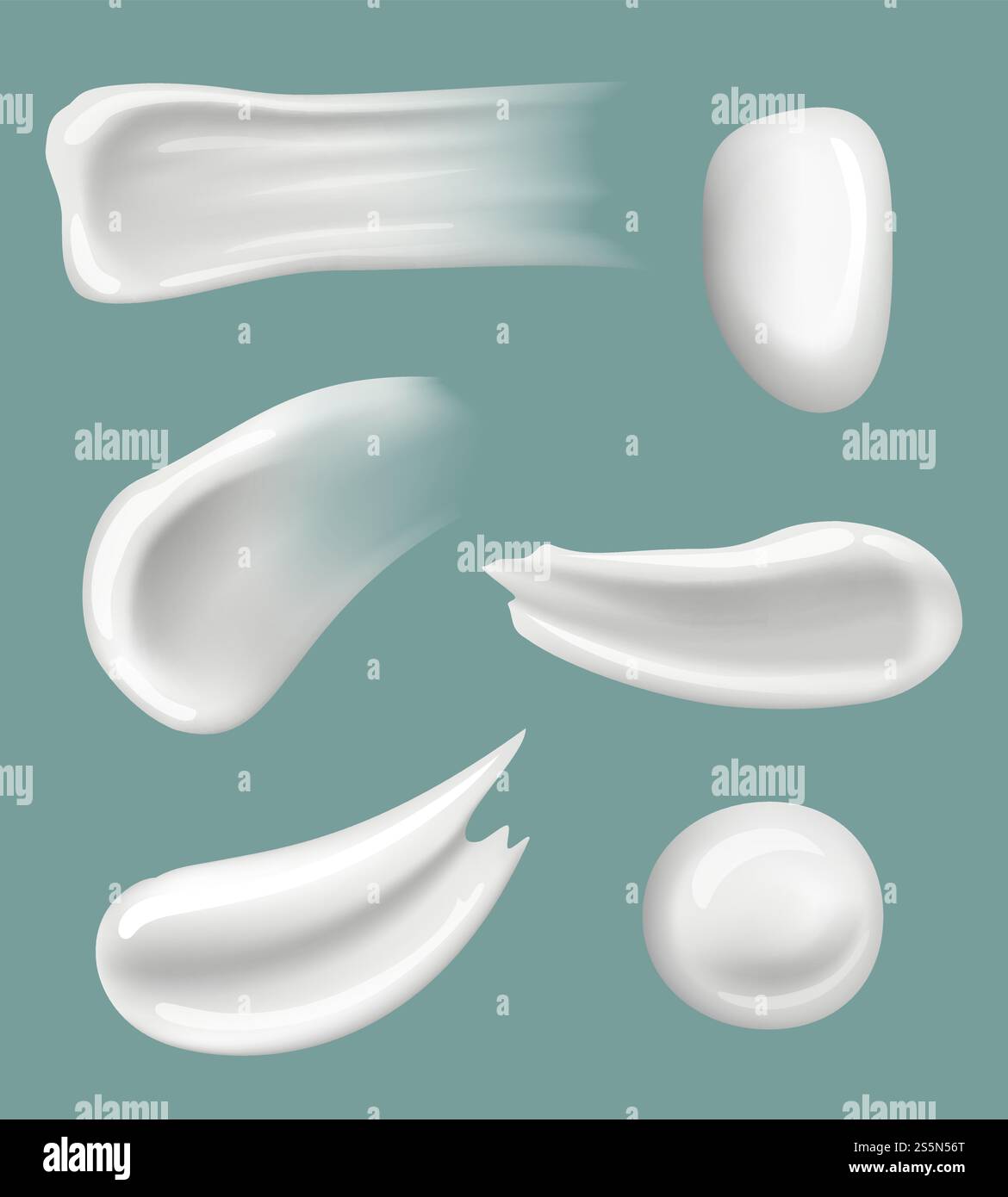 White cream smears. Cosmetic drops and splashes cream moisturizer ...