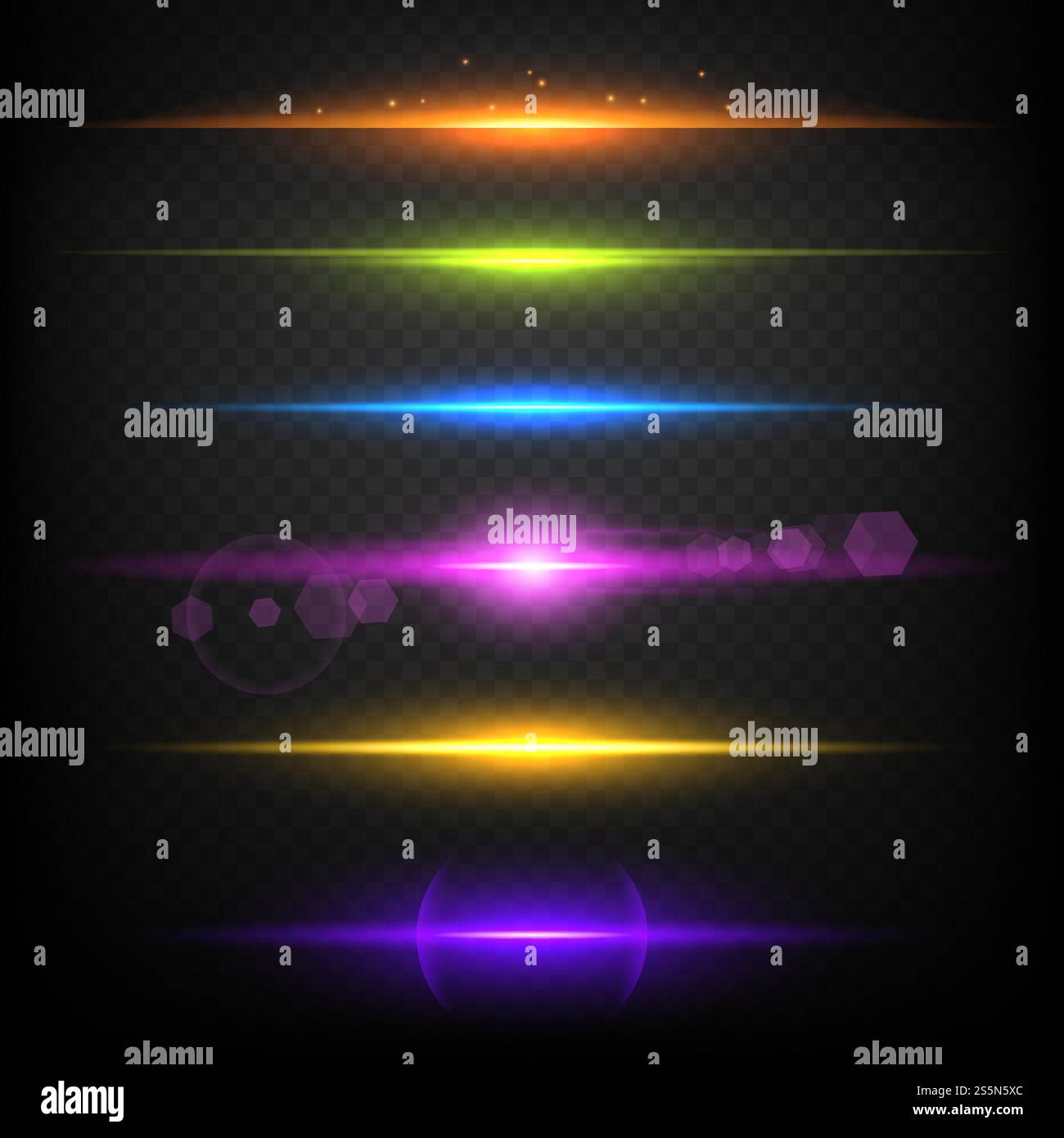 Line glow borders. Neon light illuminated linear burst vector template ...