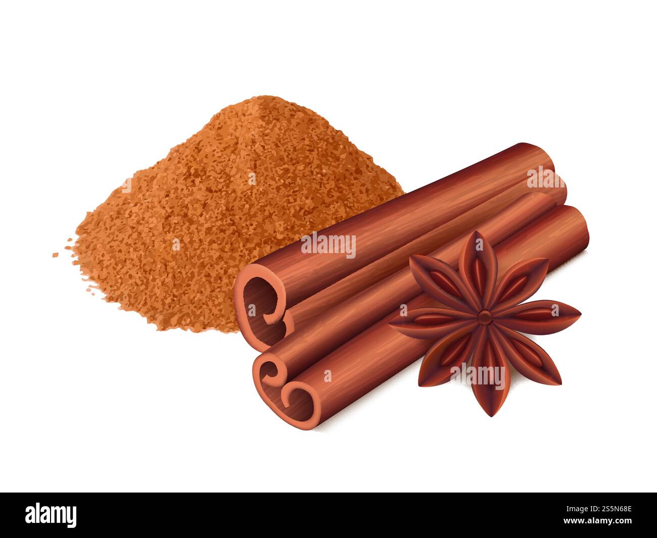 Cinnamon food. Spice sticks and leaf cooking collection aromatic ...