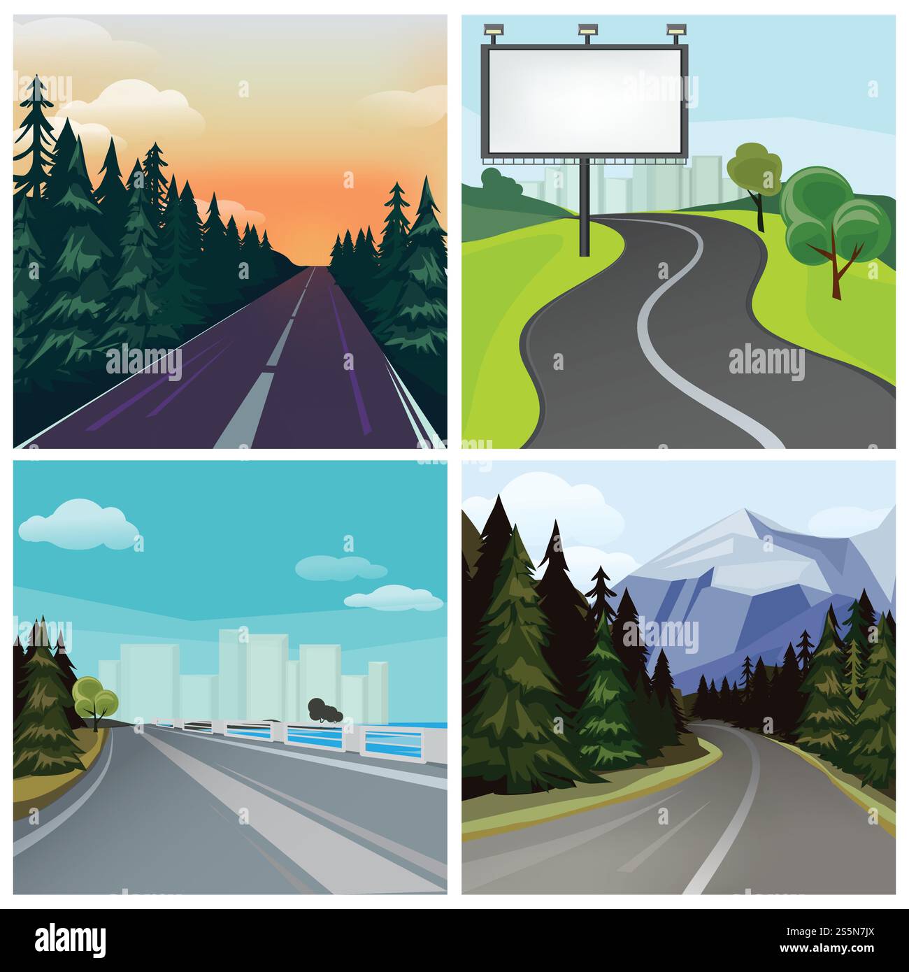 Road to town. Outside highway street scenic different types of city ...