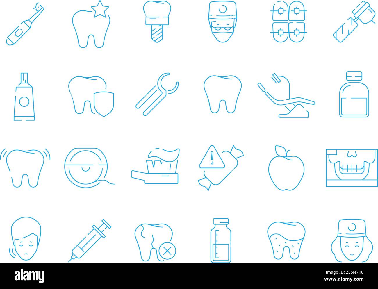 Stomatology icons. Dental teeth protection orthodontics mouth caries ...
