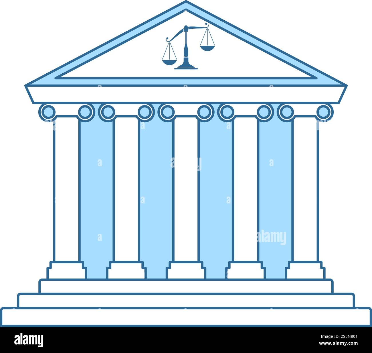 Courthouse Icon. Thin Line With Blue Fill Design. Vector Illustration ...