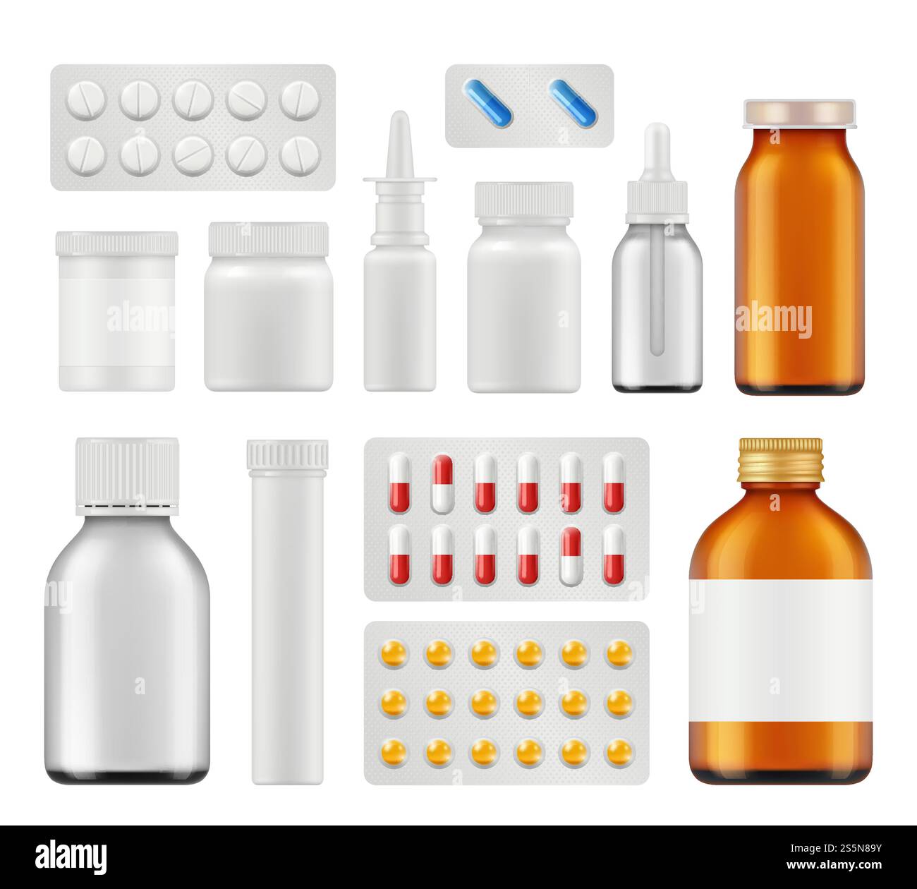 Medical pills. Healthcare capsule antibiotic aspirin drugs vector ...