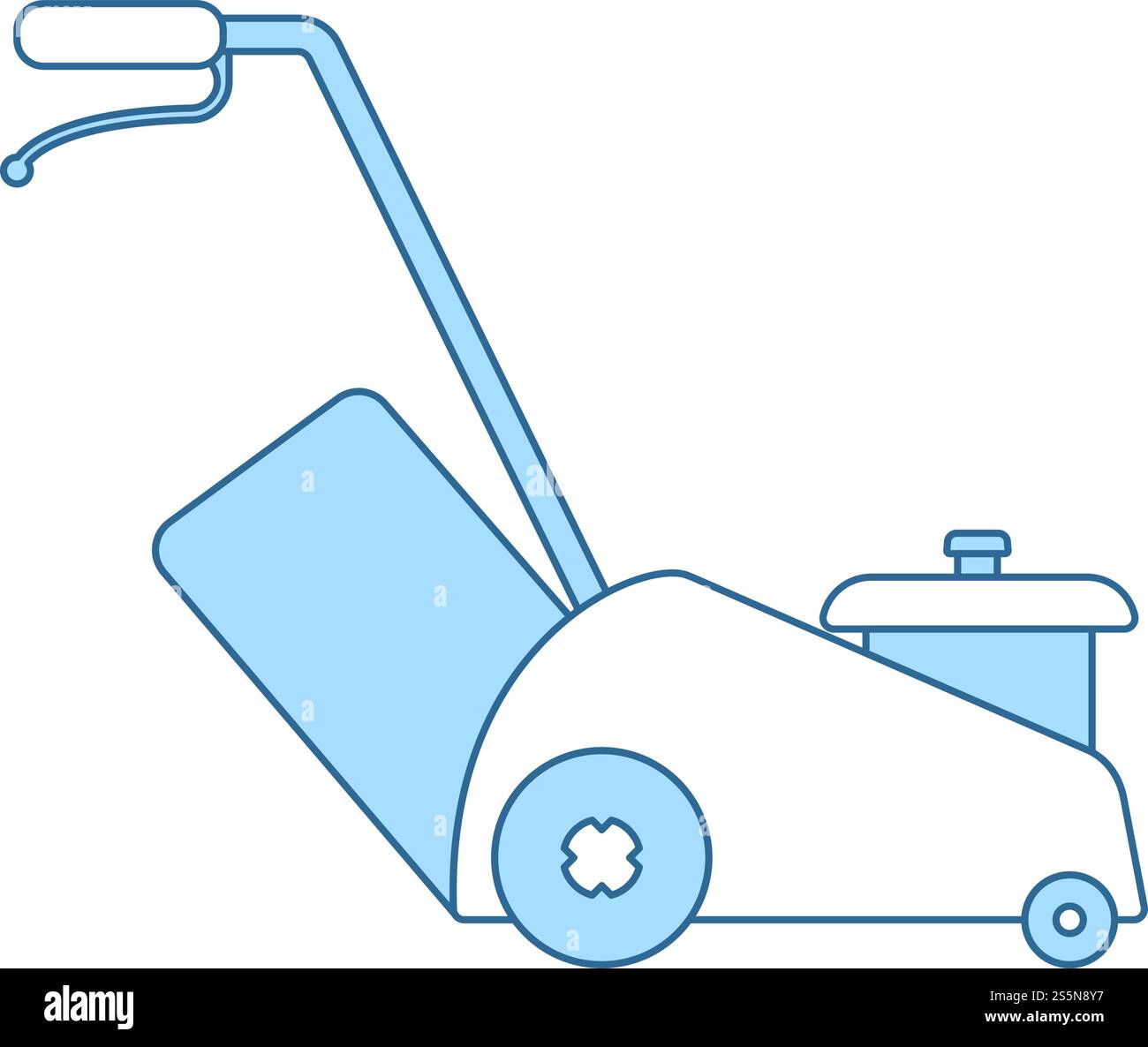 Lawn Mower Icon. Thin Line With Blue Fill Design. Vector Illustration ...