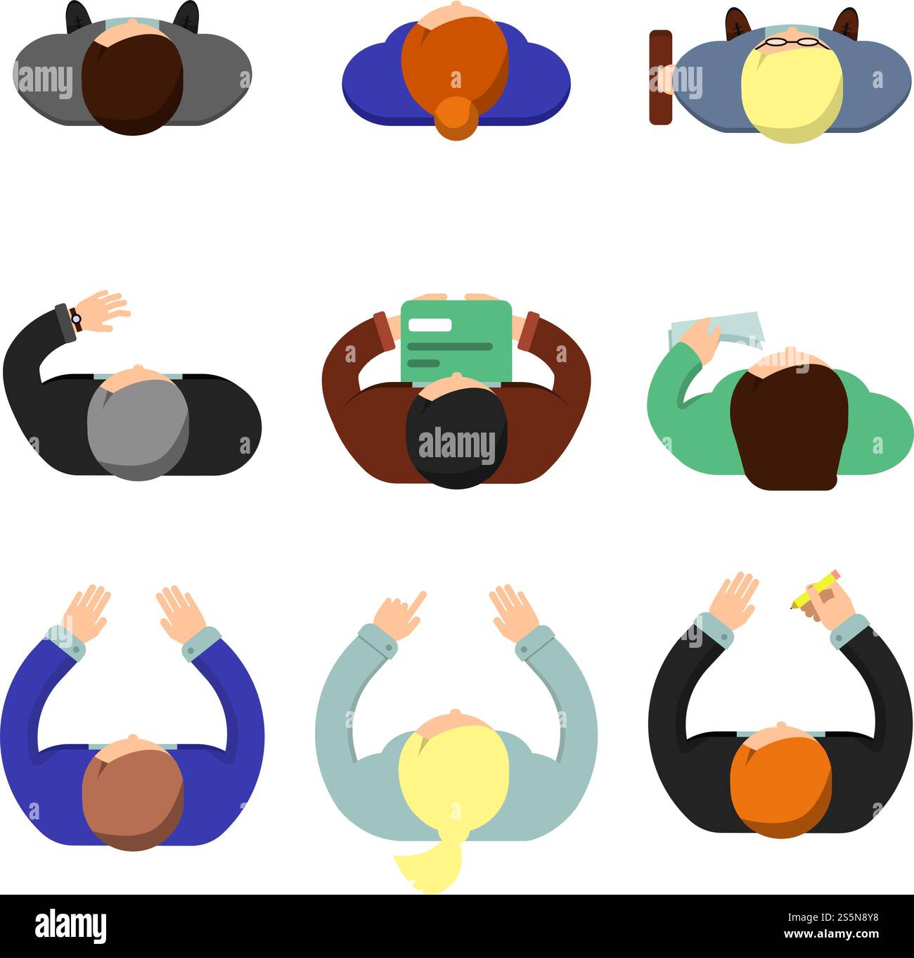 Office people top view. Working managers women and men sitting at the ...