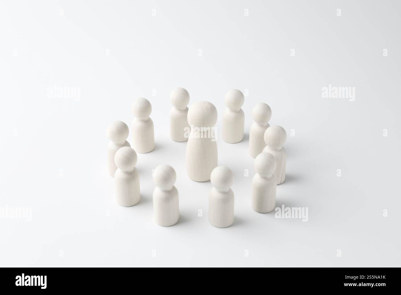 Big human figure among smaller ones on white background. Competition ...