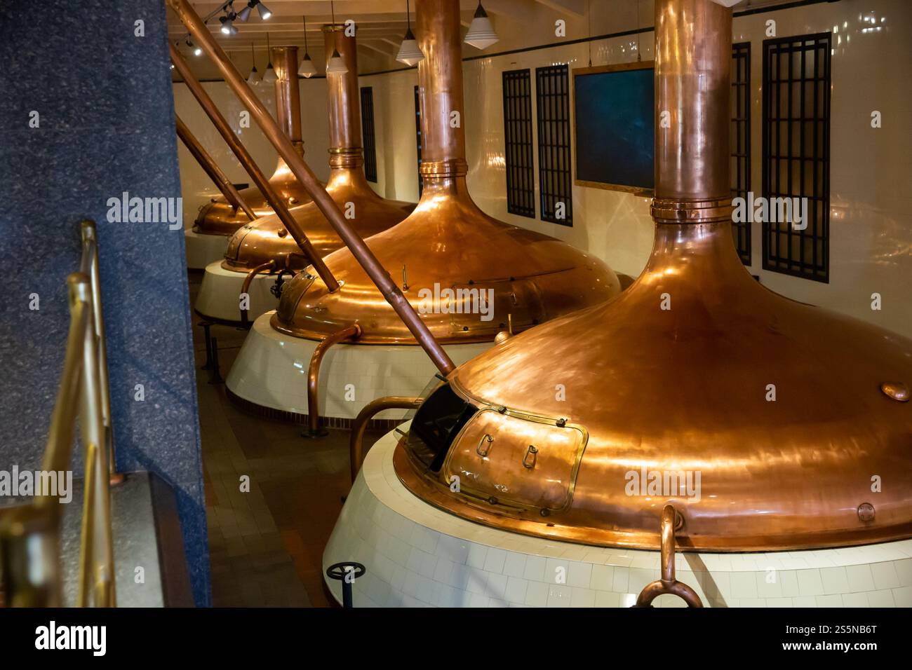 Tanks for storage and fermentation of beer in beer factory Stock Photo ...