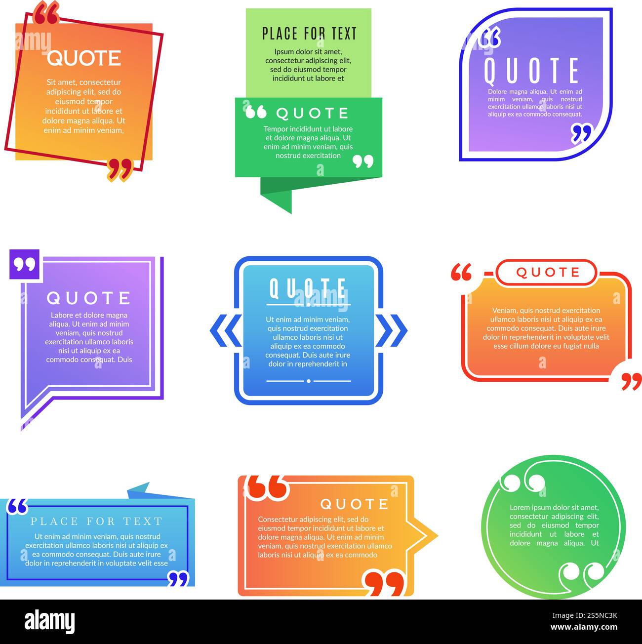 Quote boxes. Paragraph marks comments shapes vector design template ...