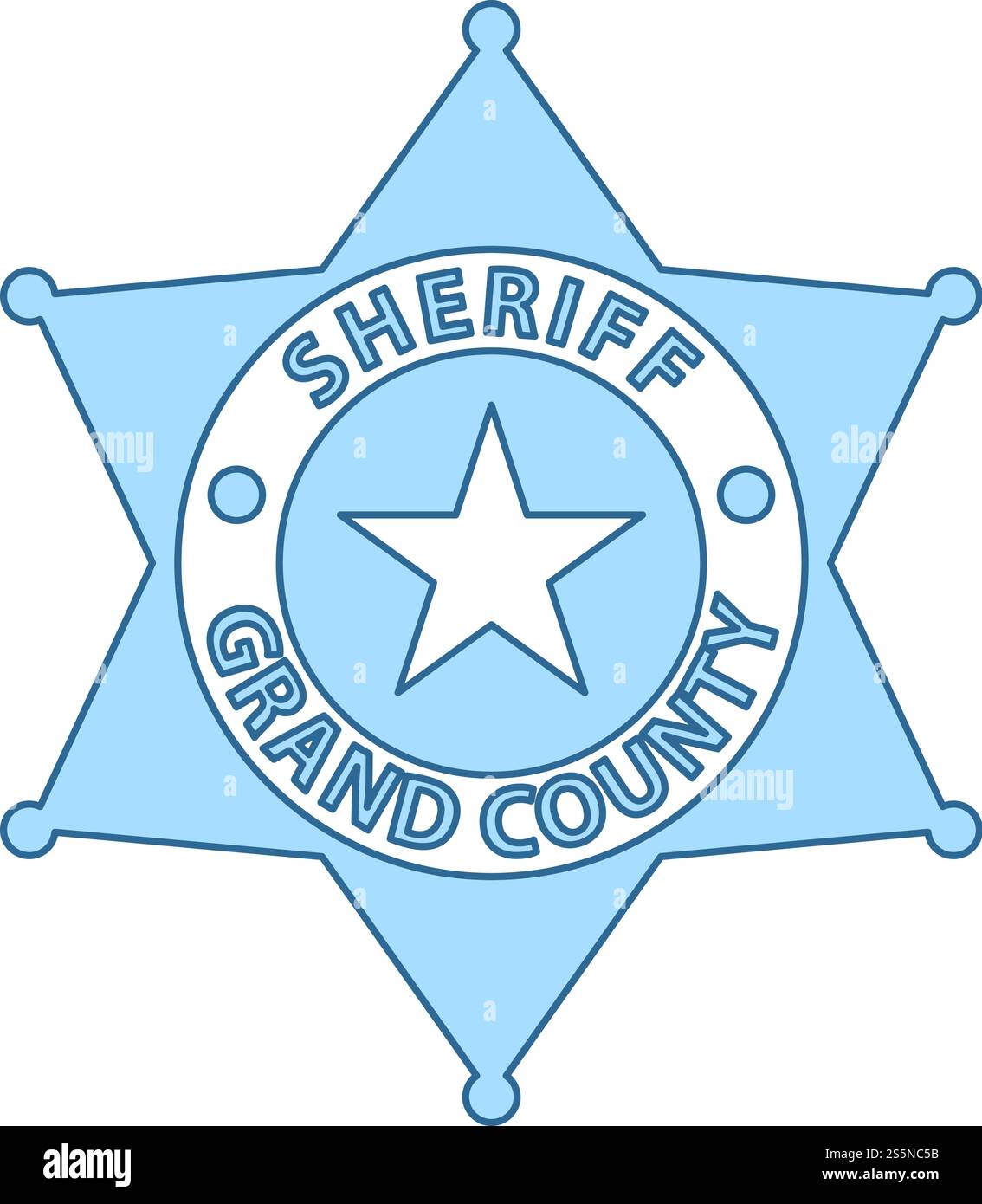 Sheriff Badge Icon. Thin Line With Blue Fill Design. Vector ...