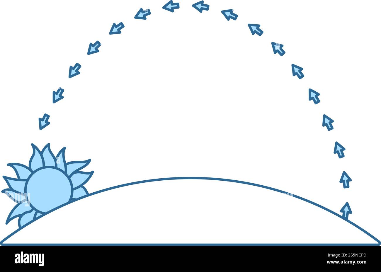 Sunset Icon. Thin Line With Blue Fill Design. Vector Illustration Stock ...