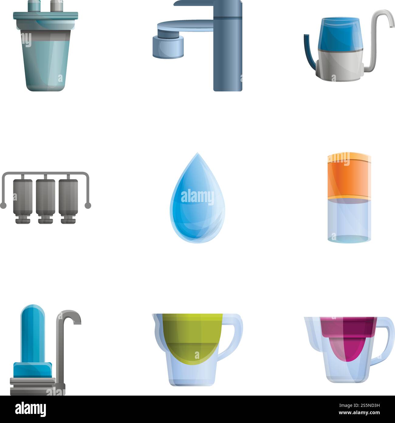Modern water filtration icon set. Cartoon set of 9 modern water ...