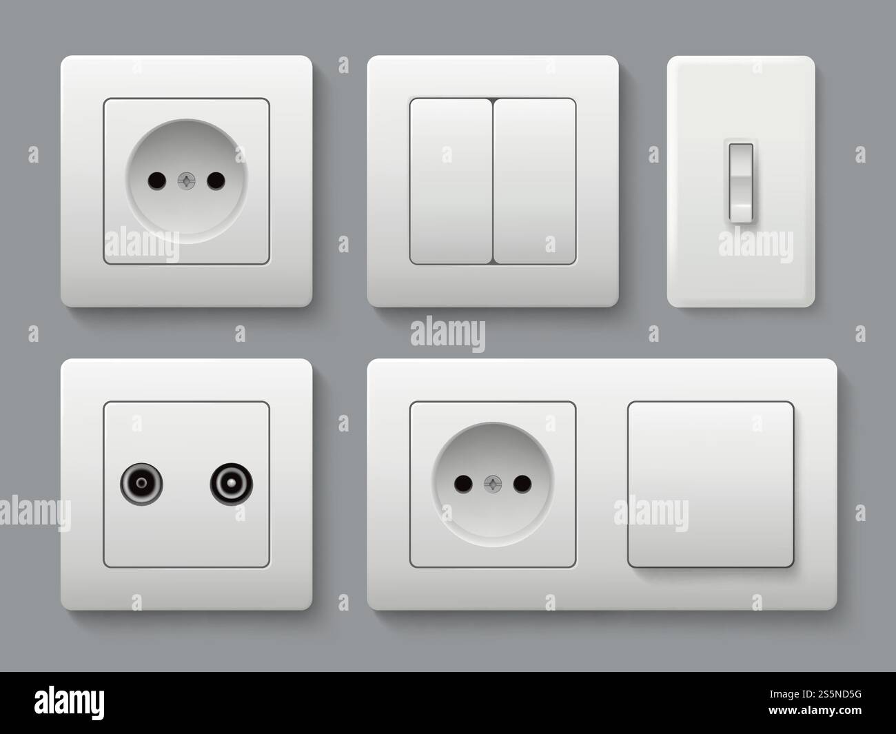 Electric socket switches. House shifting electrical switches vector realistic template ...