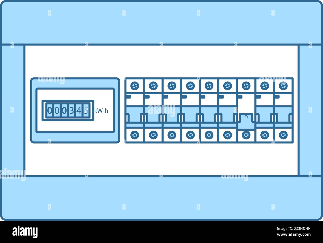 Circuit Breakers Box Icon. Thin Line With Blue Fill Design. Vector ...