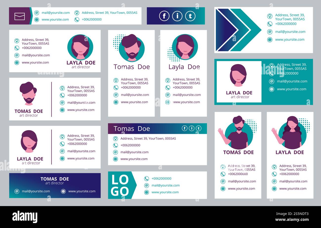 Email signature. Business template of ui signature with logo avatar and ...
