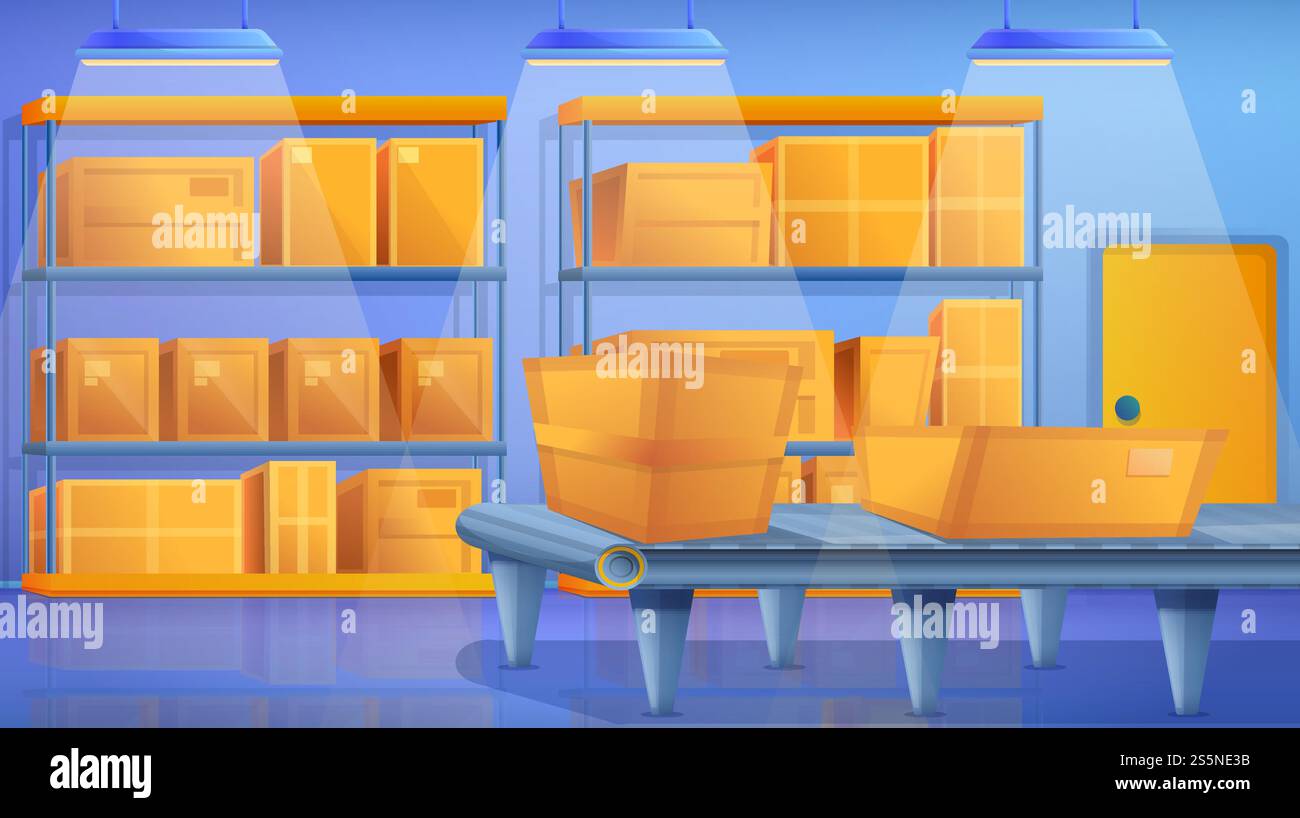 Warehouse concept banner. Cartoon illustration of warehouse vector ...