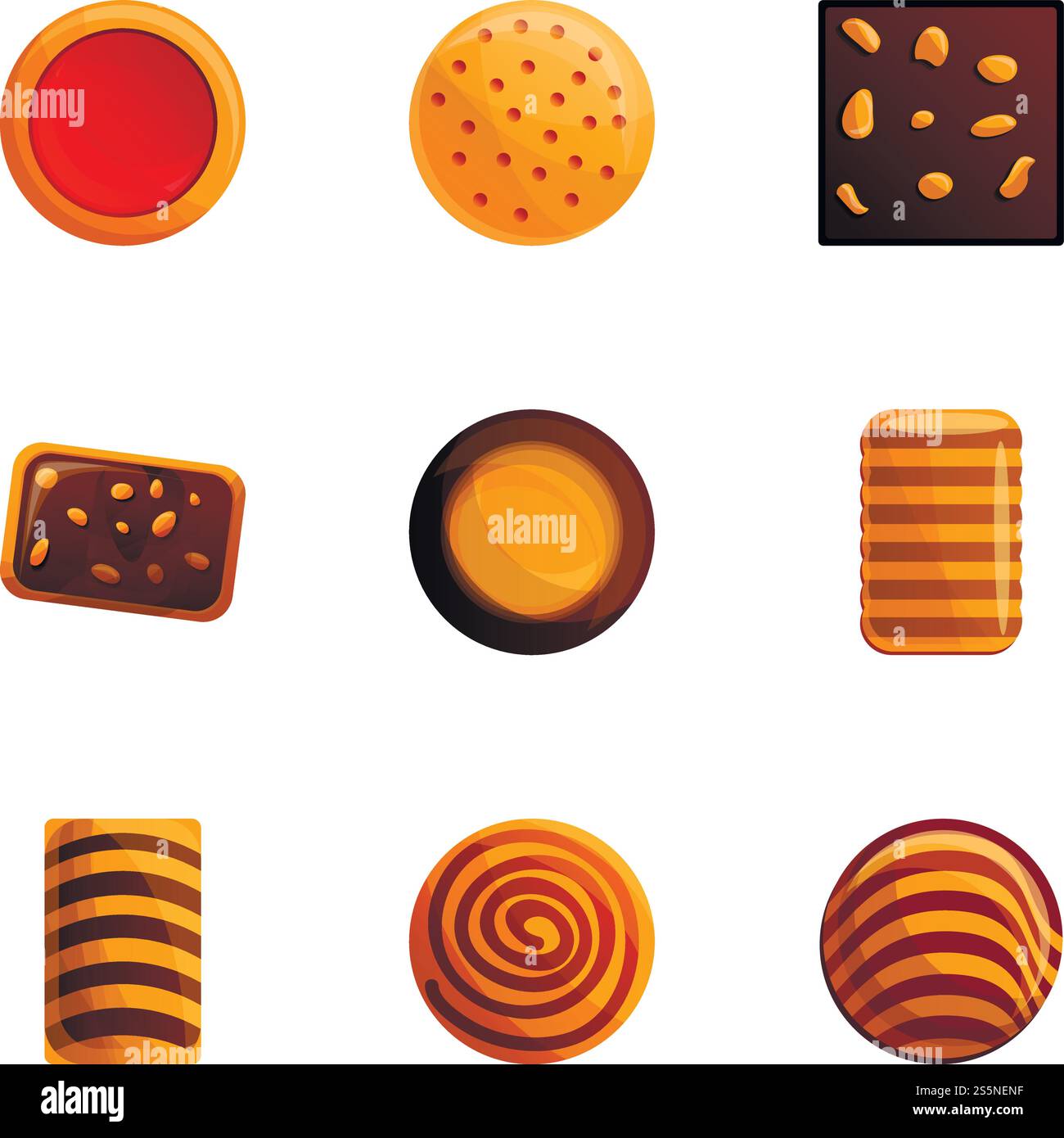 Sugar biscuit icon set. Cartoon set of 9 sugar biscuit vector icons for ...