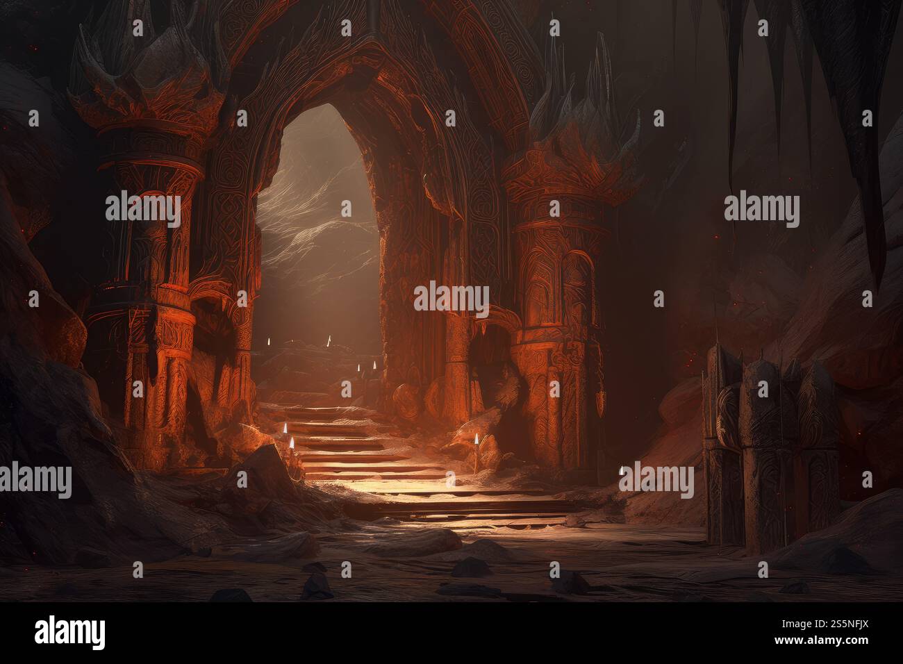 Gate fire hell inferno. Smoke door. Generate Ai Stock Photo - Alamy