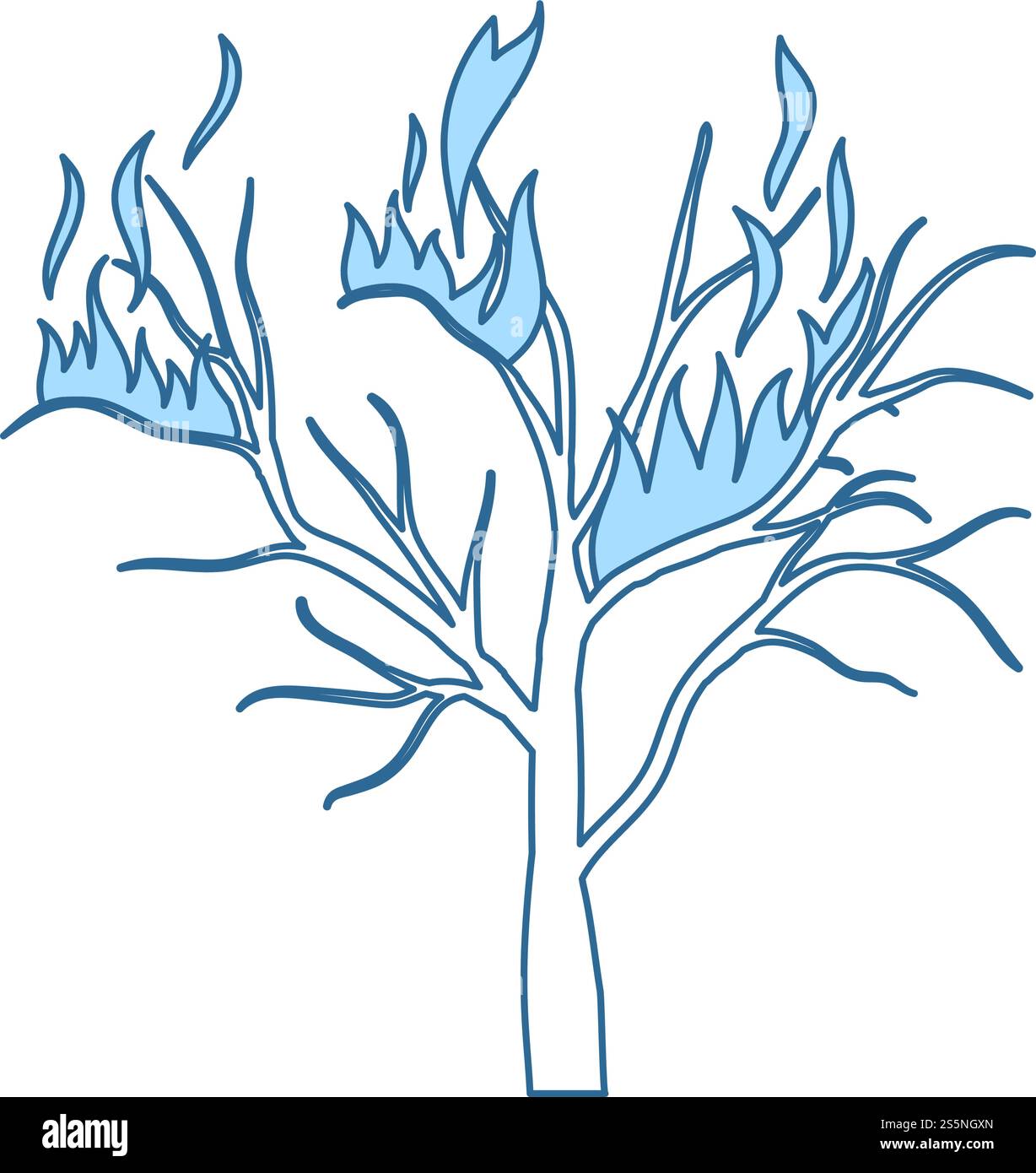 Wildfire Icon. Thin Line With Blue Fill Design. Vector Illustration ...