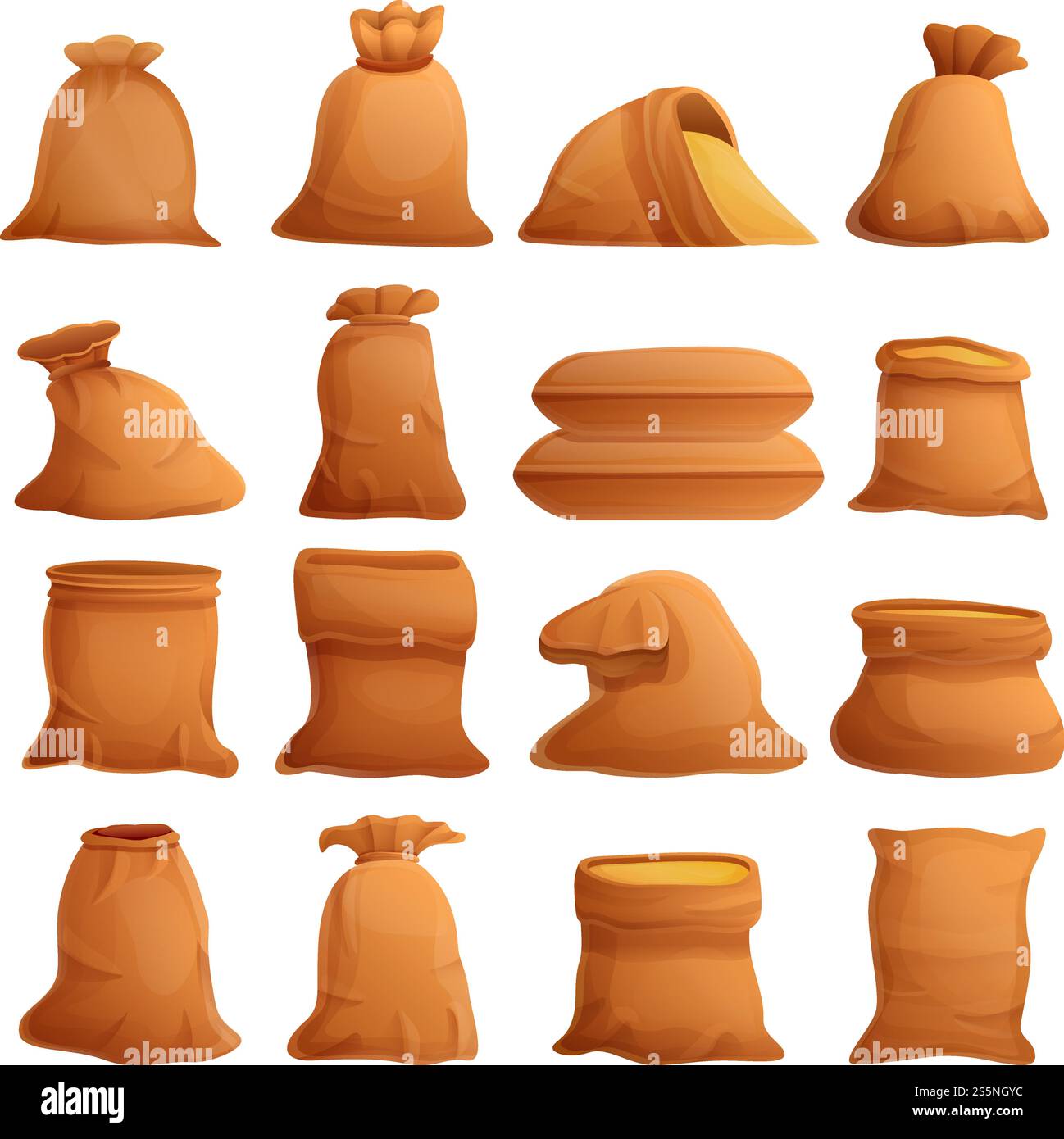 Sack icons set. Cartoon set of sack vector icons for web design. Sack ...