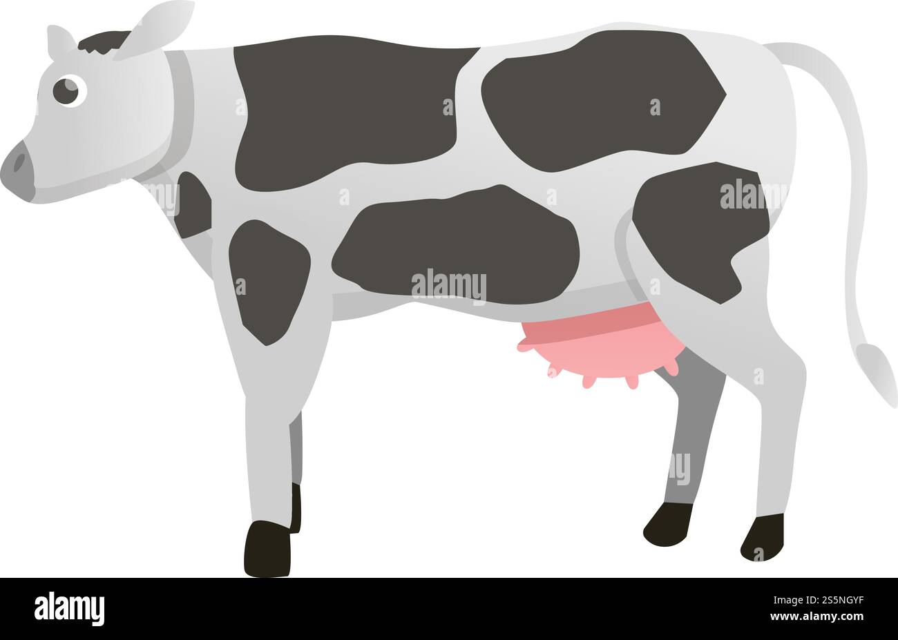 Black white cow icon. Cartoon of black white cow vector icon for web ...