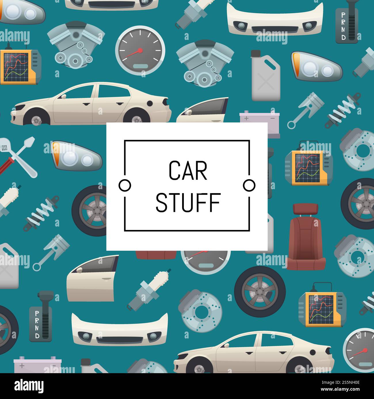 Vector set of car parts background illustration. Auto service repair ...