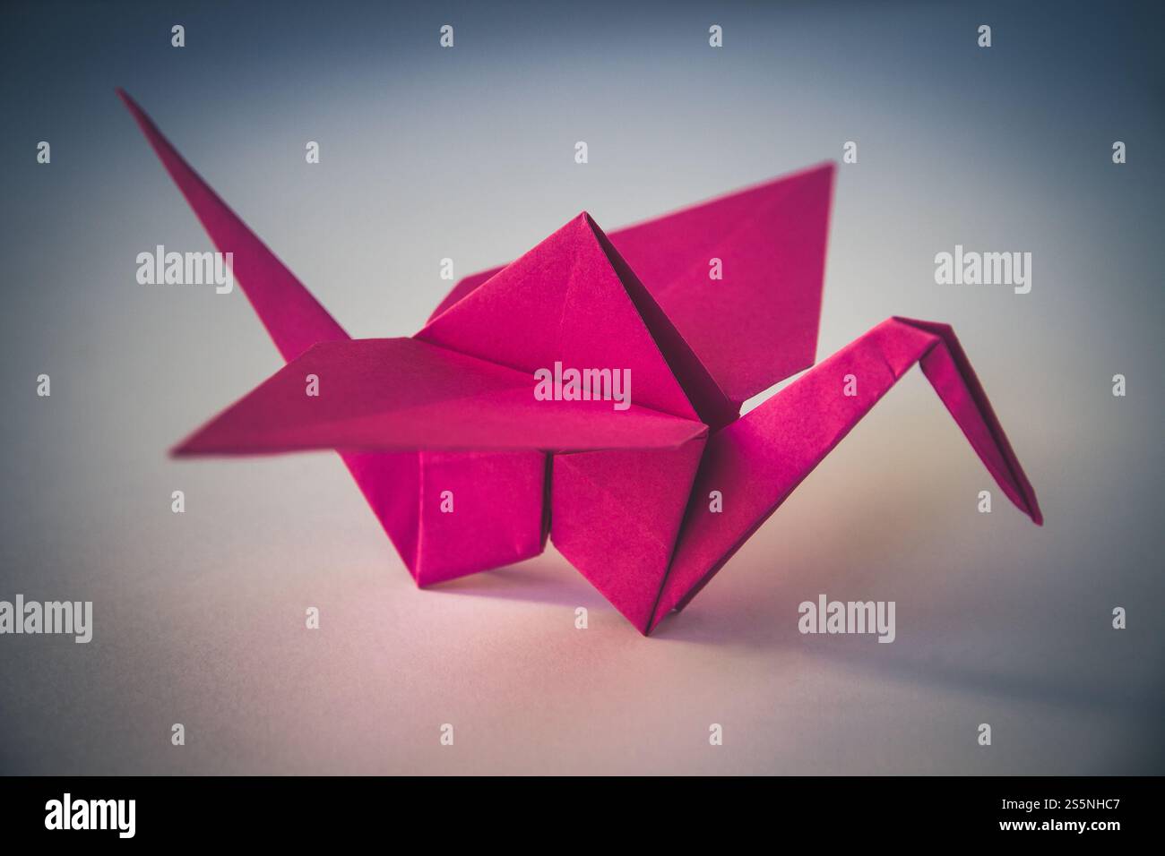 Pink paper crane origami isolated on a blank background. Pink paper ...