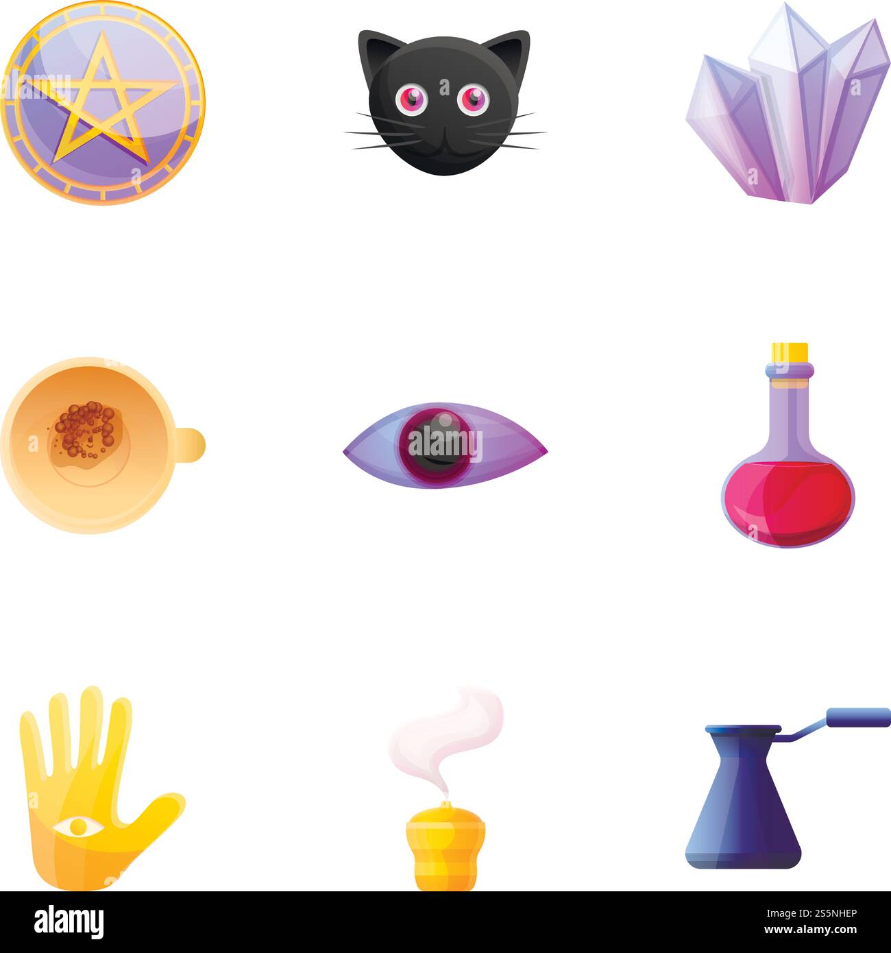 Magic witch tools icon set. Cartoon set of 9 magic witch tools vector ...