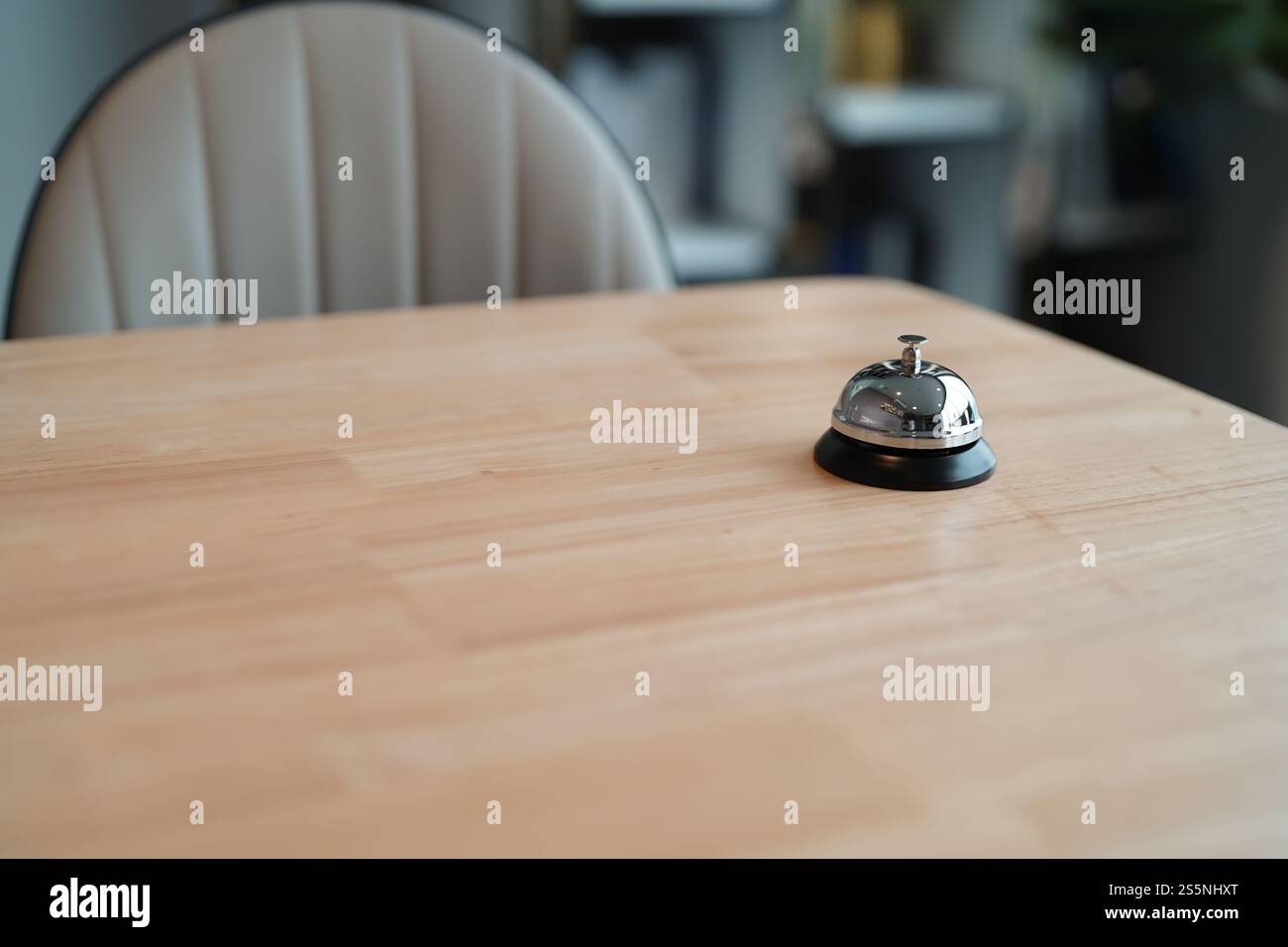 Hotel reception counter desk with service bell. front desk bell for ...