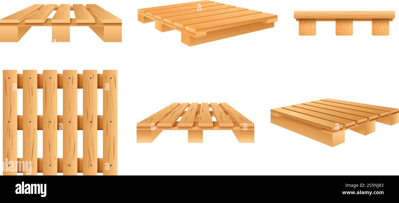 Pallet icons set. Cartoon set of pallet vector icons for web design ...