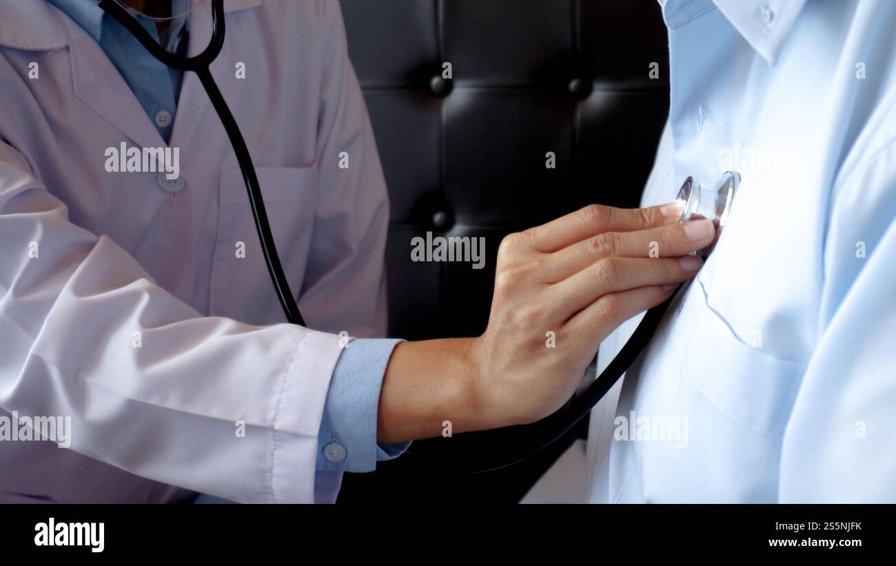 Doctor check patient body by stethoscope. Health care Stock Photo - Alamy