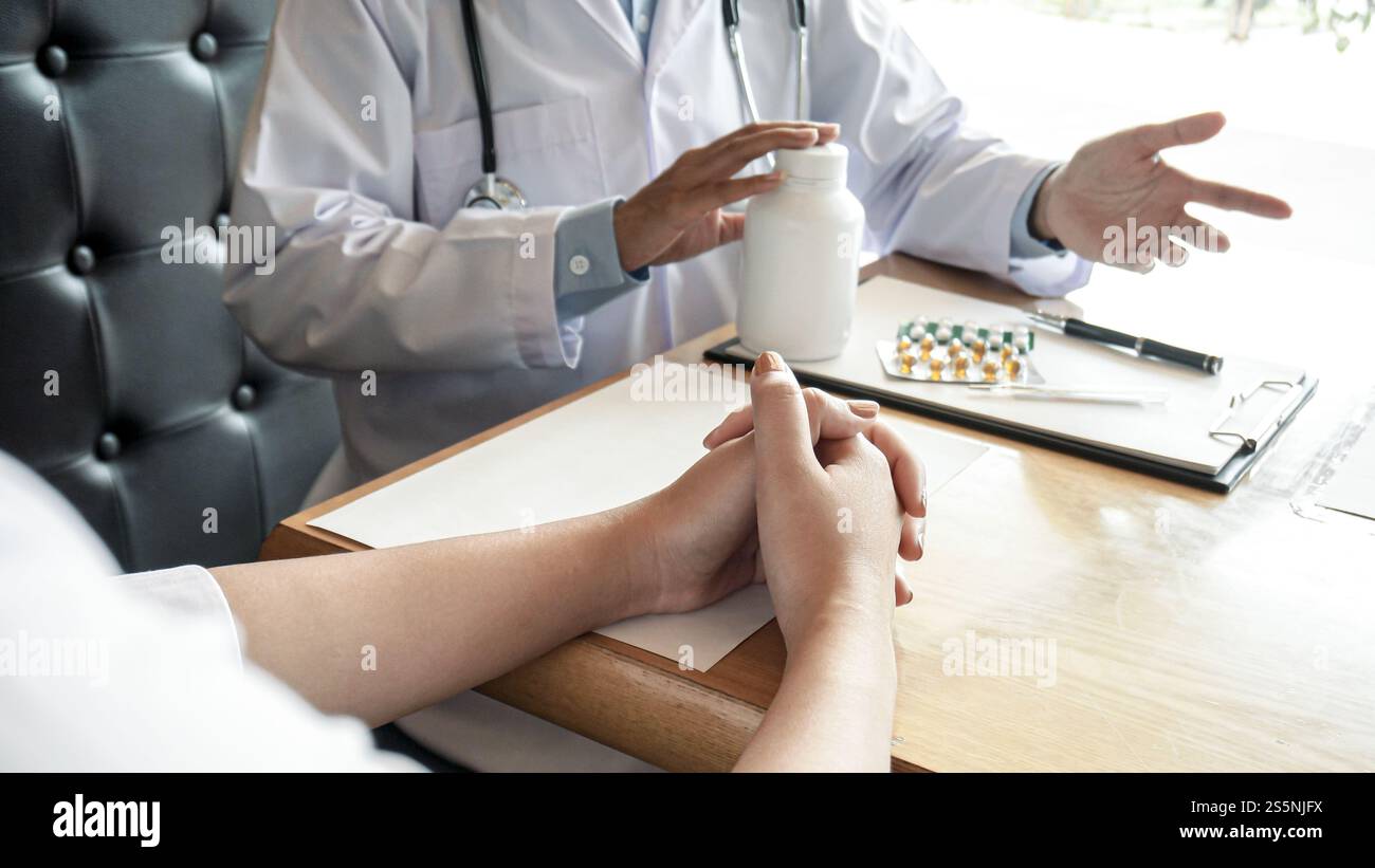 Health care Doctor giving medicine to patient for arthritis pain Stock ...