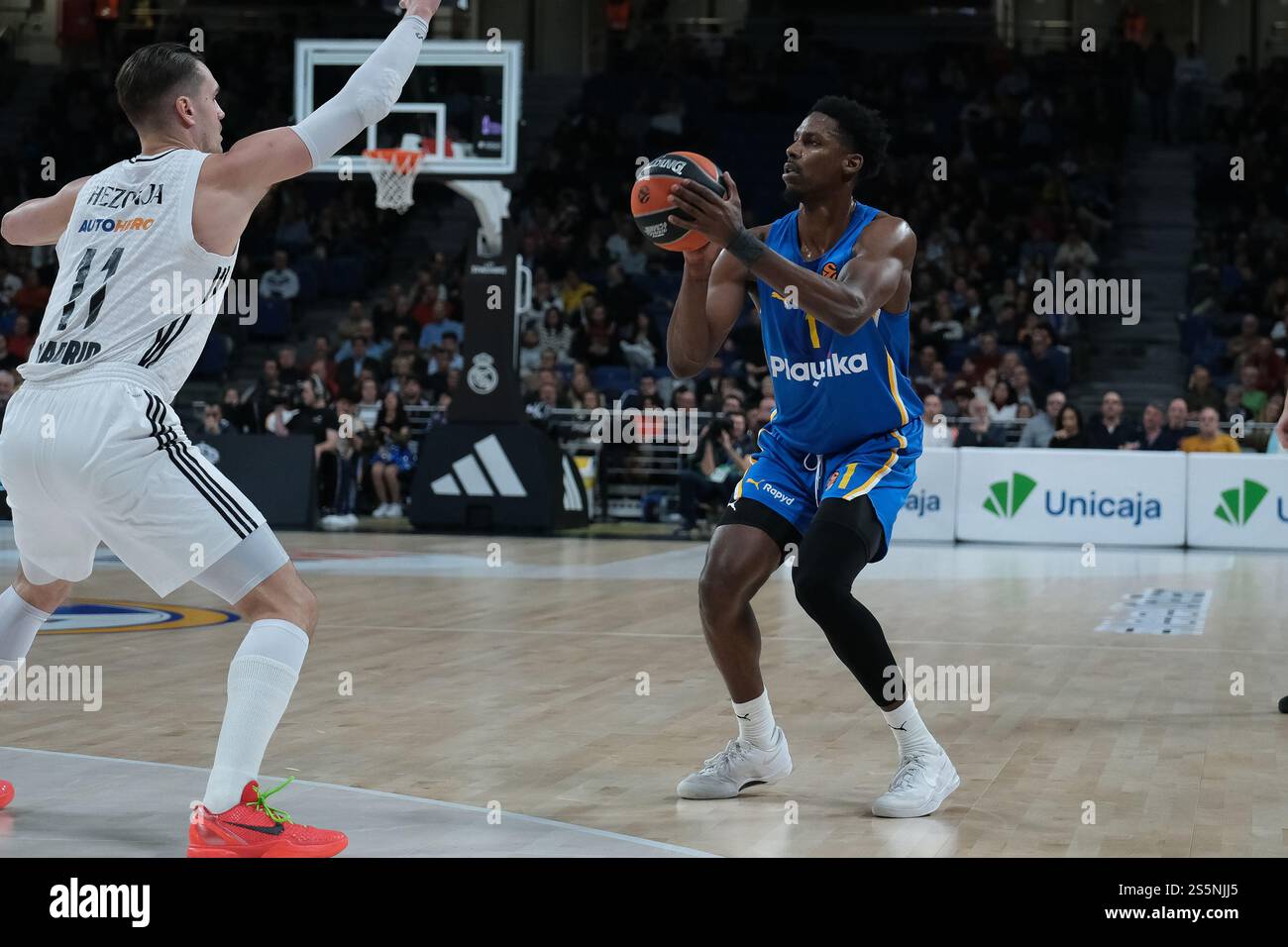 Madrid, Spain. 14th Jan, 2025. Jaylen Hoard of Maccabi Tel Aviv during the Turkish Airlines ...