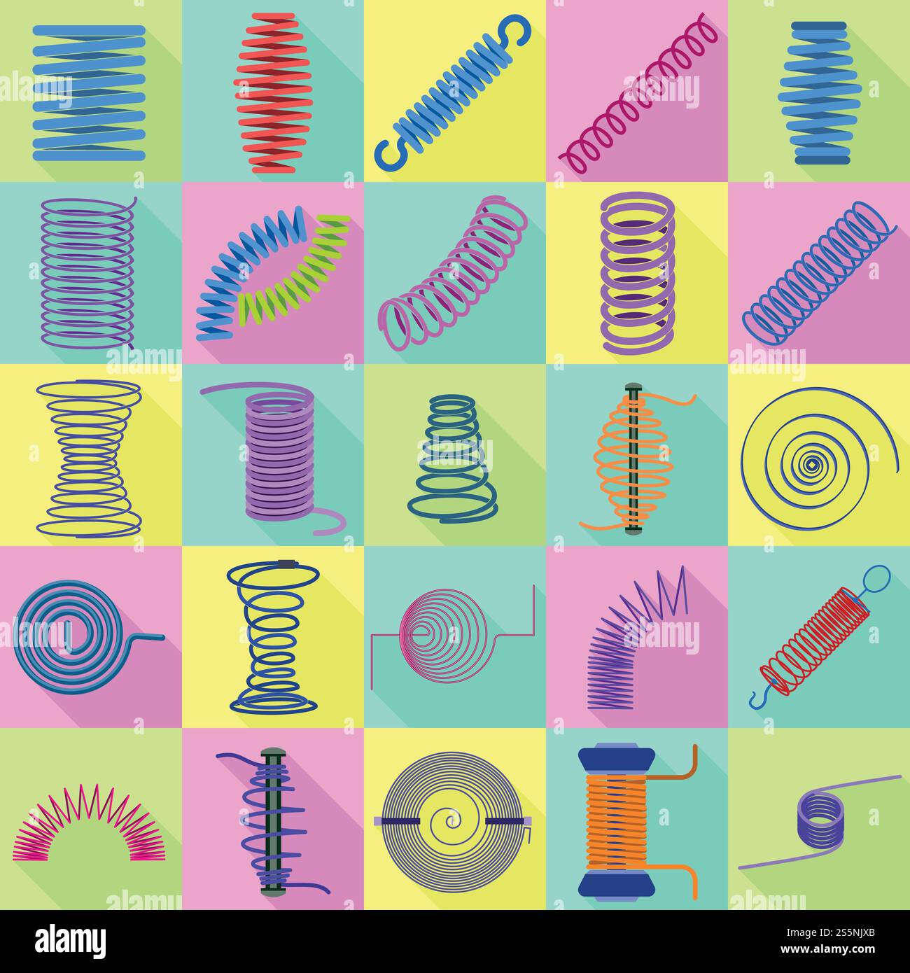 Coil icons set. Flat set of coil vector icons for web design. Coil ...