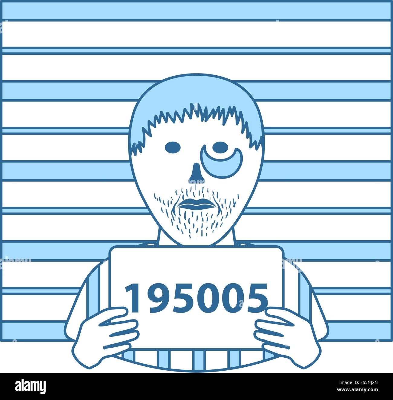 Prisoner In Front Of Wall With Scale Icon. Thin Line With Blue Fill ...