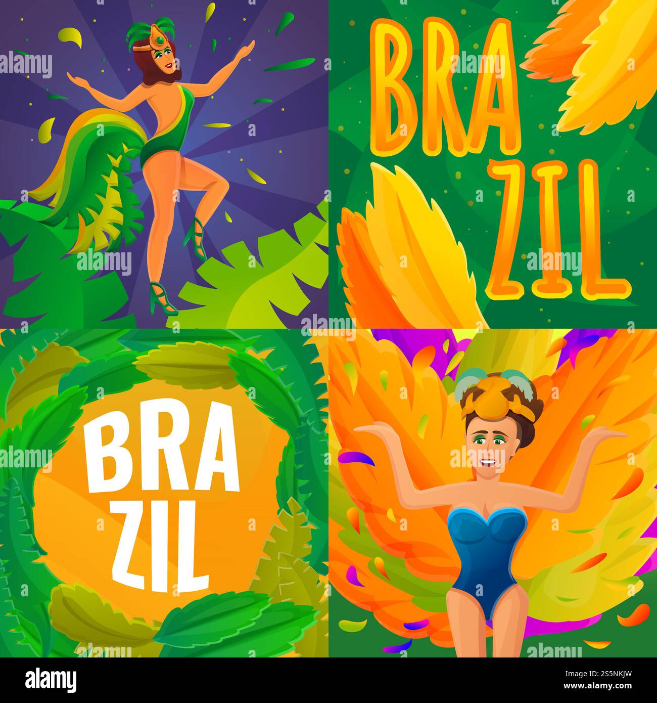 Brazil carnival banner set. Cartoon illustration of brazil carnival ...