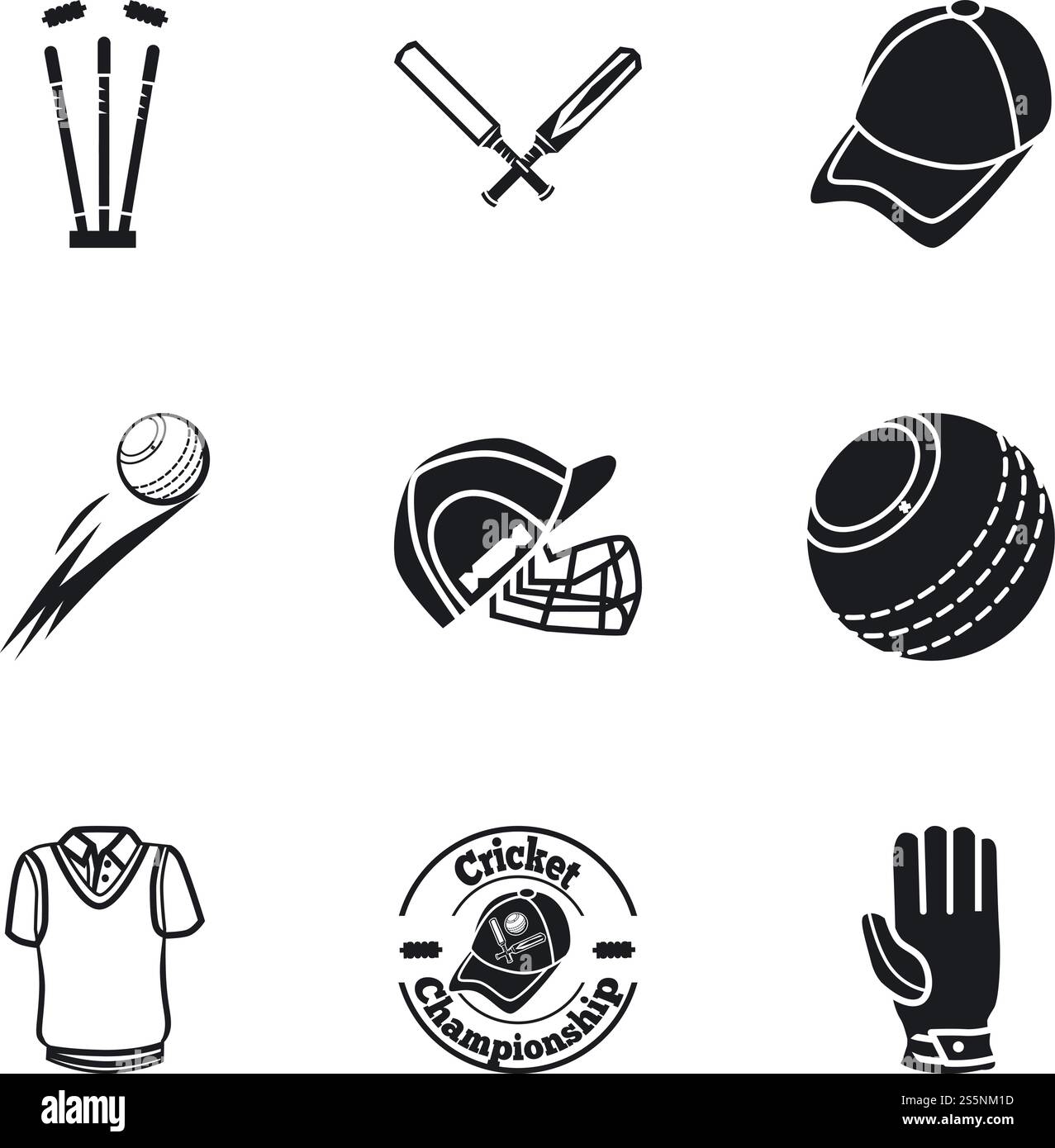Cricket championship icon set. Simple set of 9 cricket championship ...