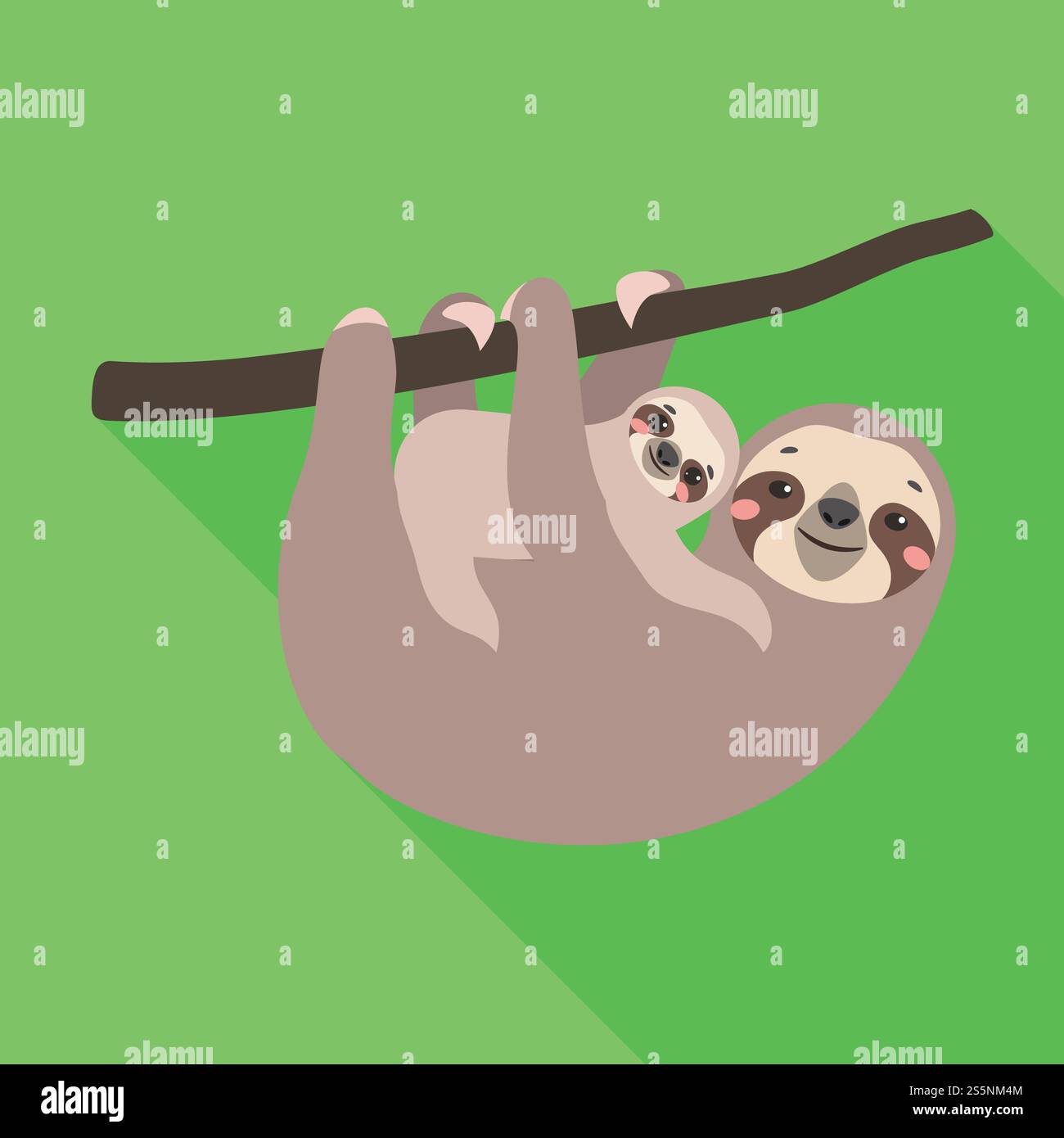 Sloth with kid icon. Flat illustration of sloth with kid vector icon ...